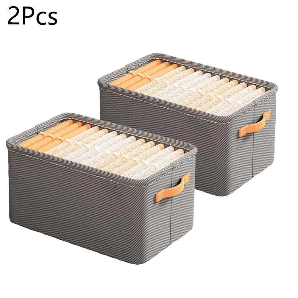 Storage Baskets for Shelves with Metal Frame-2Pack Closet Storage Bins ...
