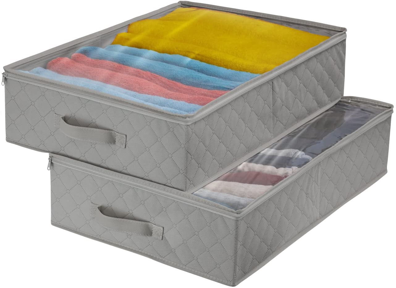 Storage Closet & Underbed Organizer Set, Clear Cover, Foldable with ...