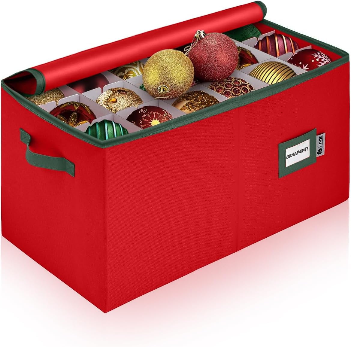 Storage Container for Christmas Ornaments with Dividers - Box Holds Up ...
