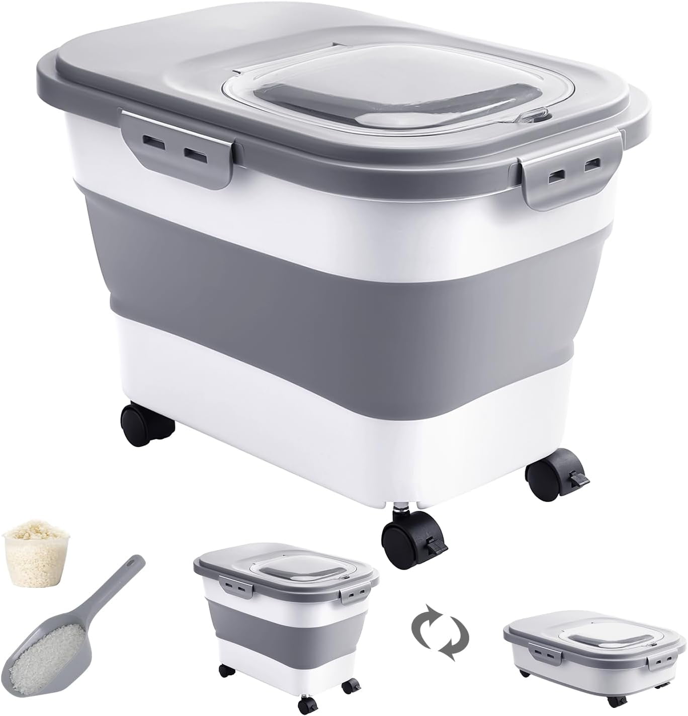 Storage Container,Collapsible Food Storage Containers with Rolling ...