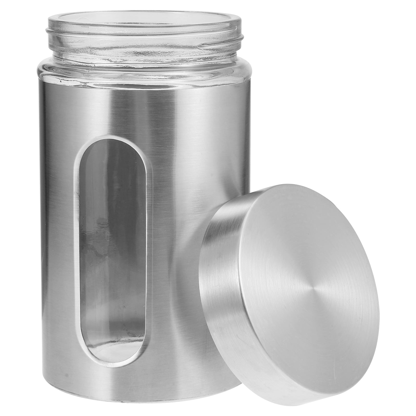 KALLORY Stainless Container Food Storage Canister with Window Silver ...