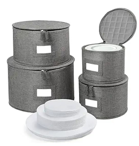 Storage Containers, Hard Shell, 4PCS Set, Dish Storage Box for Moving ...