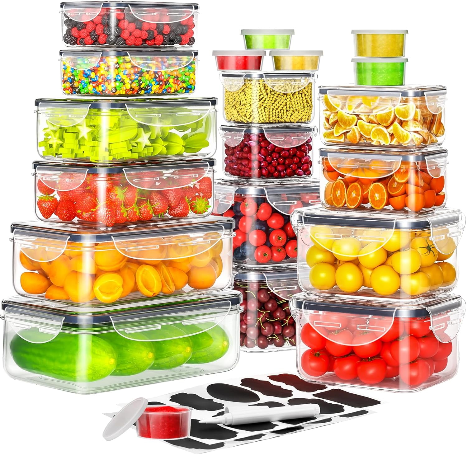 Storage Containers with Lids Airtight (20 Containers & 20 Lids ...