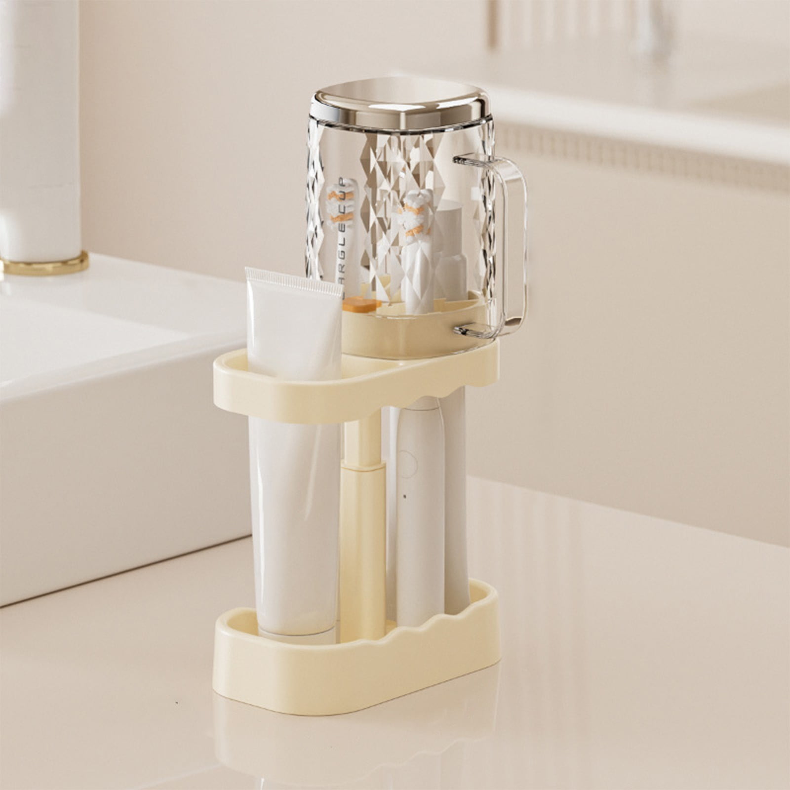 Storage Containers Toothbrush Holder with Cup, Bathroom Countertop ...