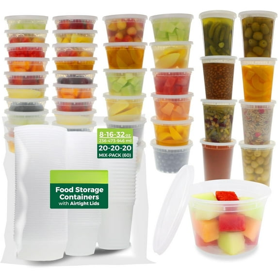 Storage Containers with [8/16/32 oz x 20 each, 60 sets] Deli Containers ...