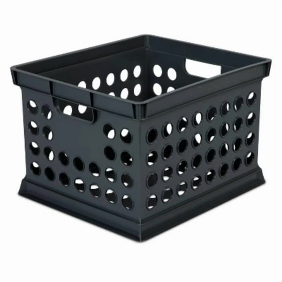 Storage Crate Black - Plastic Stackable Utility Bin, Portable with ...