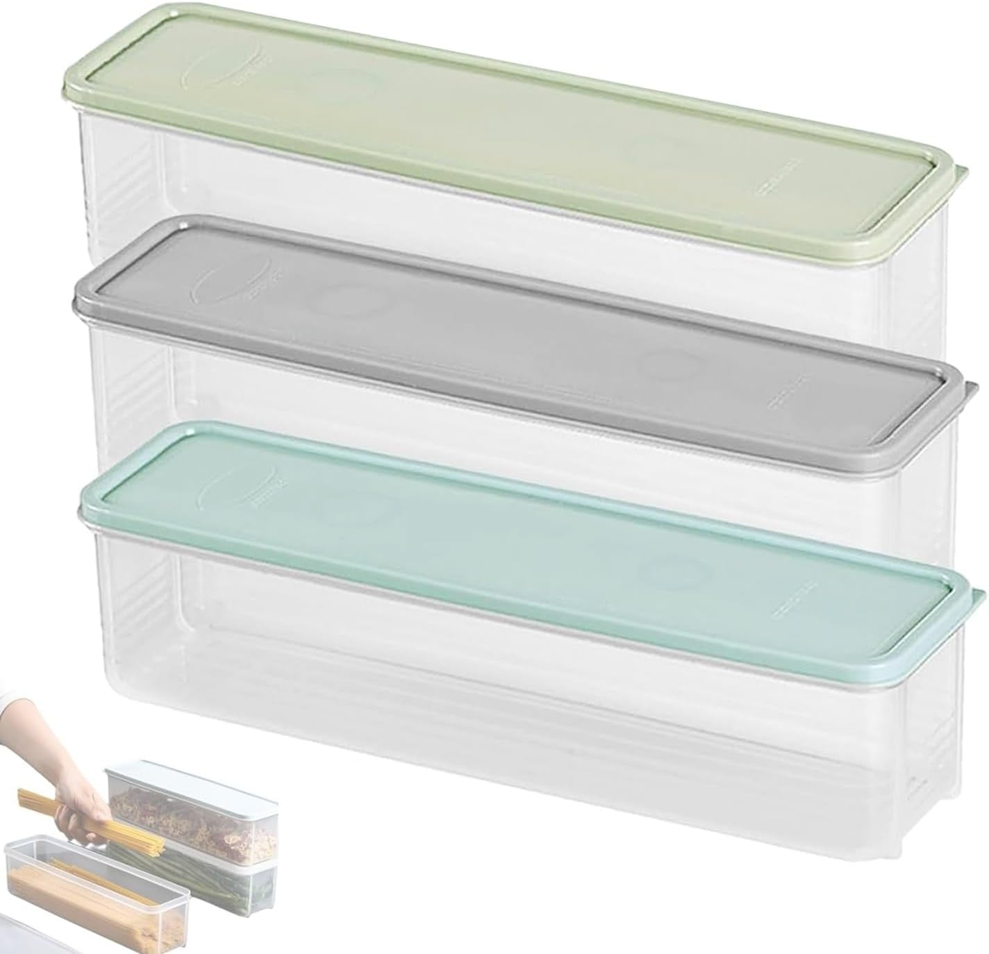Storage & Crisper Boxes, Spaghetti Container Storage with Lids, Pasta ...