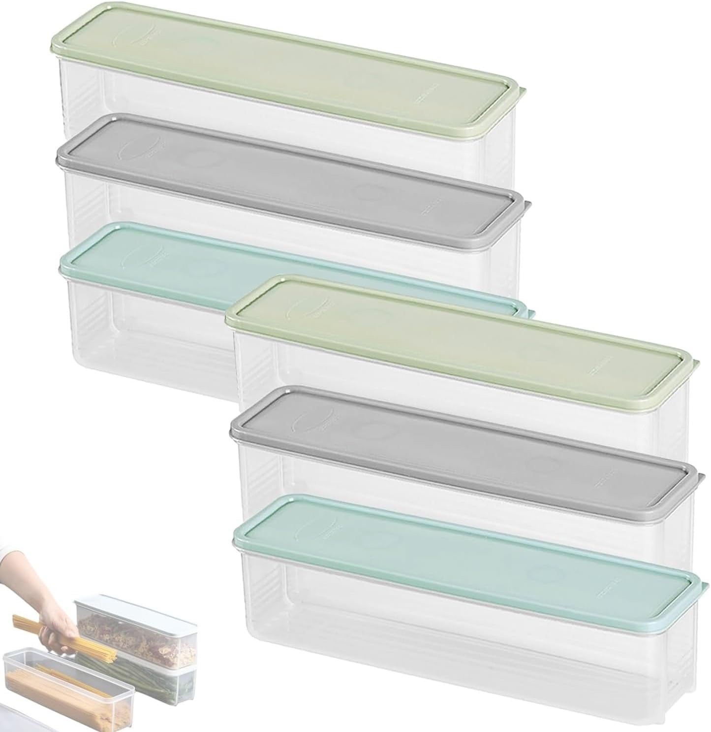 Storage & Crisper Boxes, Spaghetti Container Storage with Lids, Pasta Container, Stackable Food ...