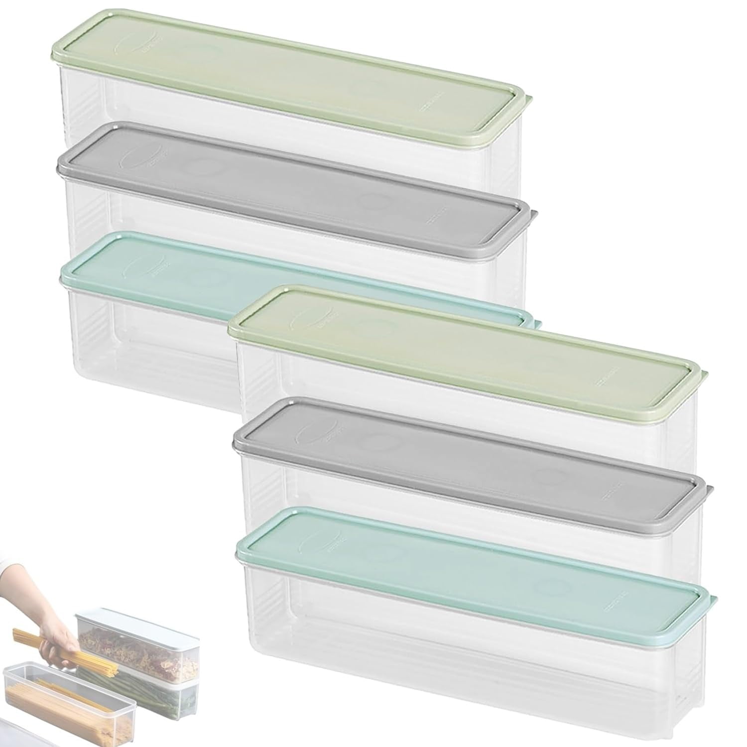 Storage & Crisper Boxes, Spaghetti Container Storage with Lids, Pasta ...
