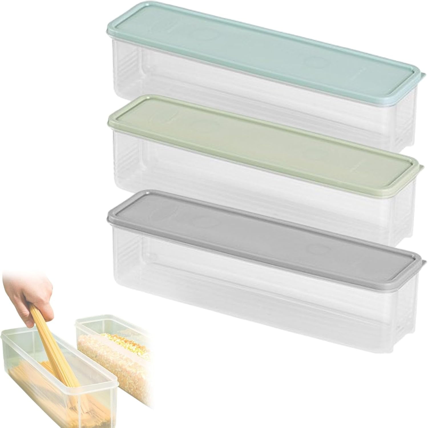 Storage & Crisper Boxes, Spaghetti Container Storage with Lids, Pasta ...