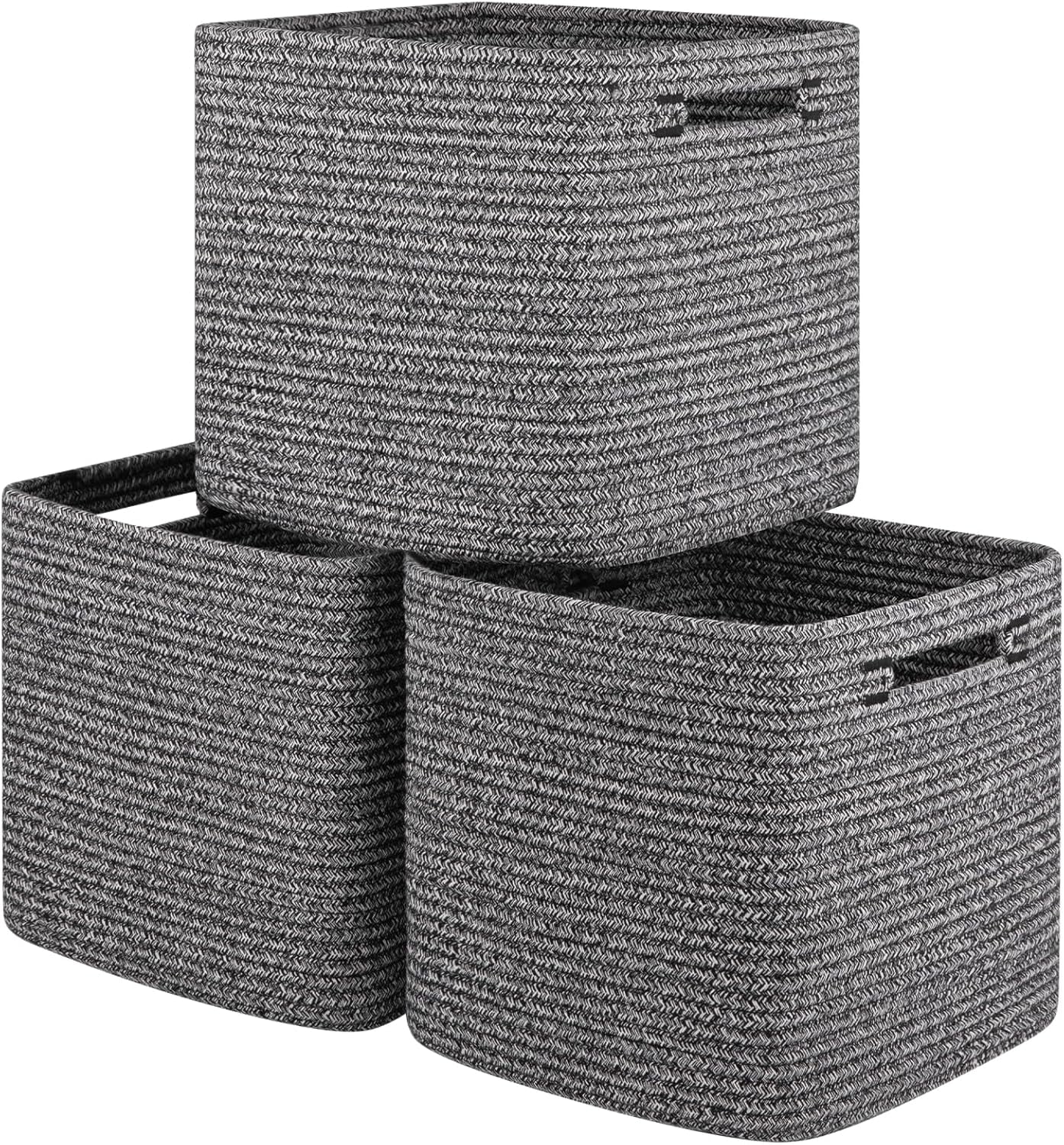 FDTBYHVYT Storage Cube 3 Pack Woven Cotton Grey Storage Cubes 11 * 11 ...