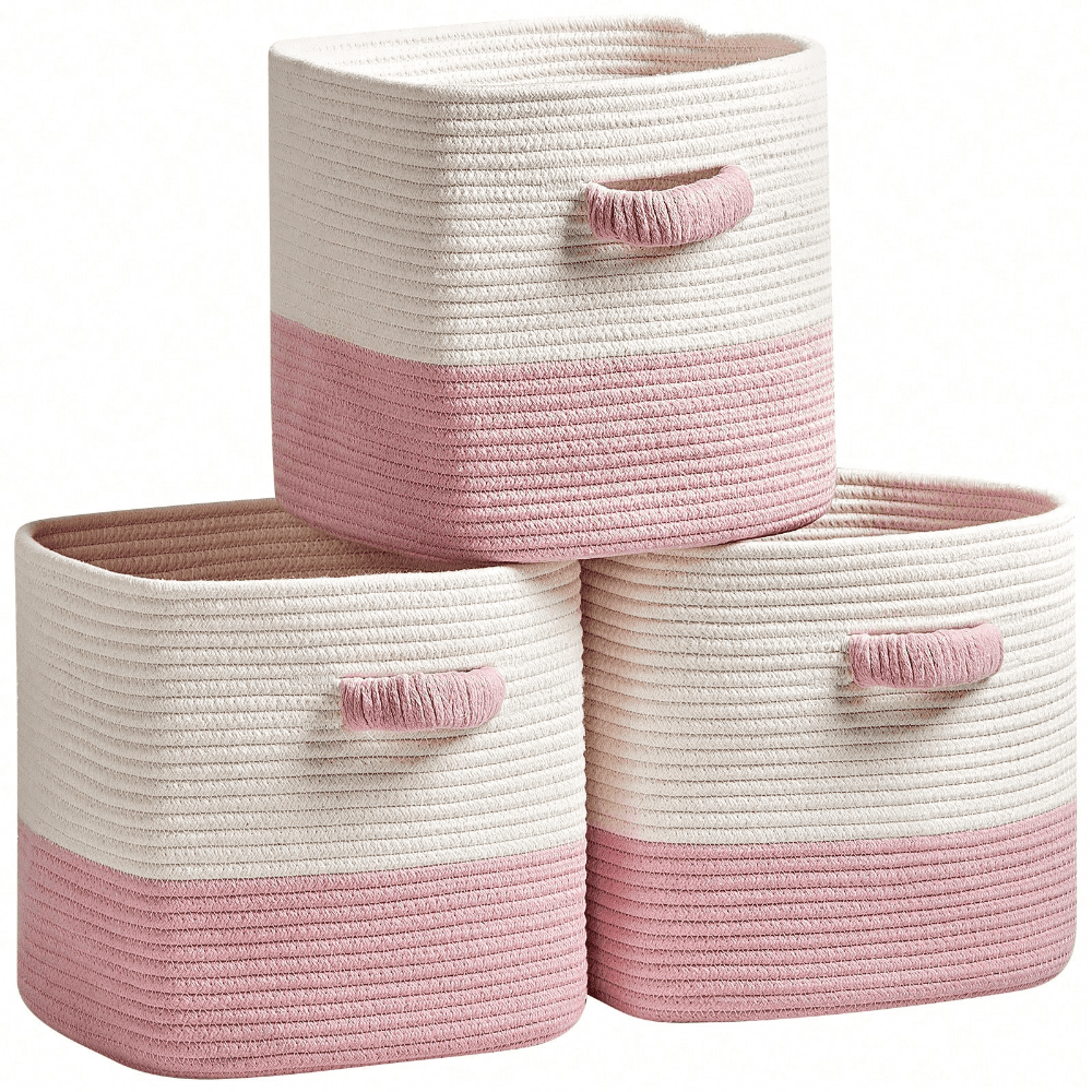 Storage Cube Baskets For Organizing - 3 Pack - 11 Inch Square Baskets ...