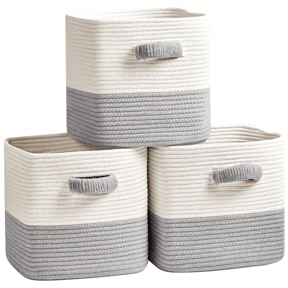 Storage Cube Baskets For Organizing - 3 Pack - 11 Inch Square Baskets ...