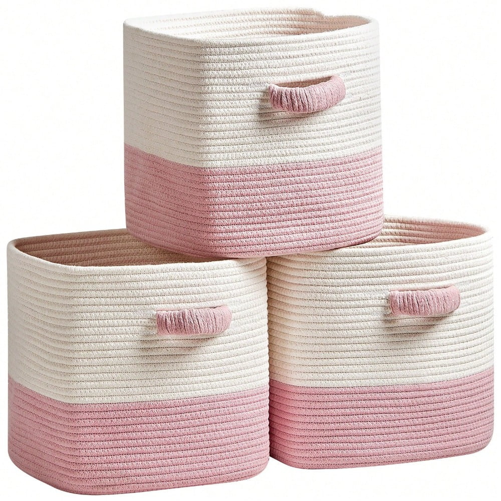 Storage Cube Baskets For Organizing - 3 Pack - 11 Inch Square Baskets ...