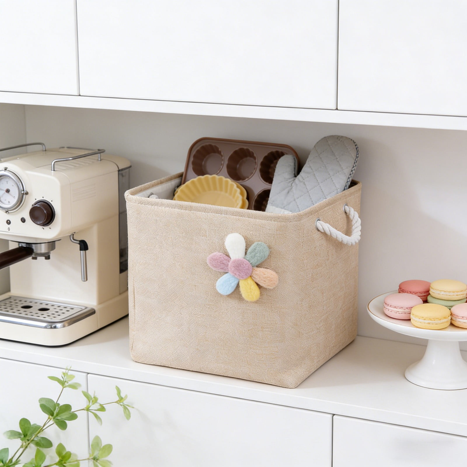 Storage Cube Baskets with Rope Handles,Collapsible Fabric Storage Bins ...