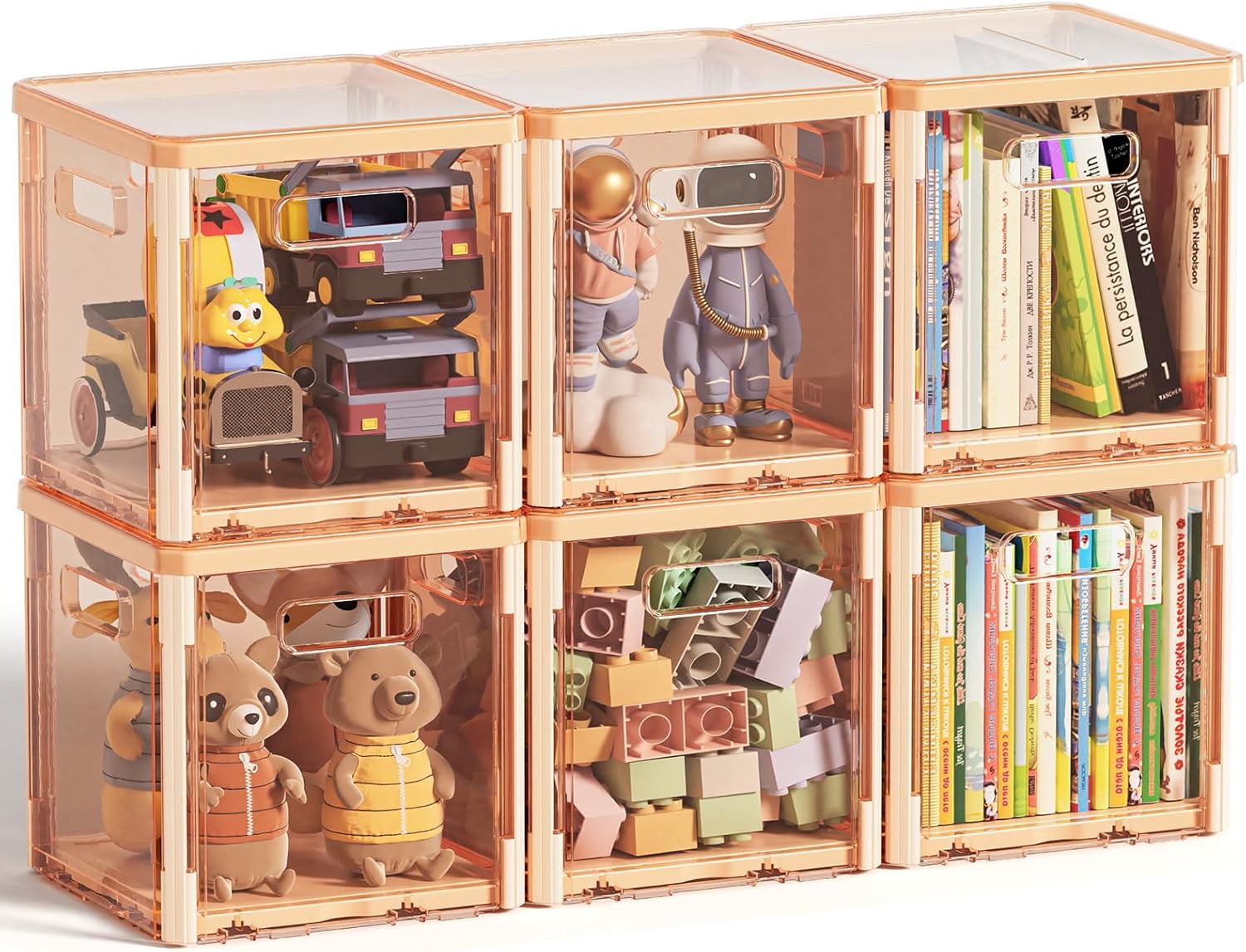 Storage Cube with Lid - Stackable Storage Bins Foldable Storage Box ...