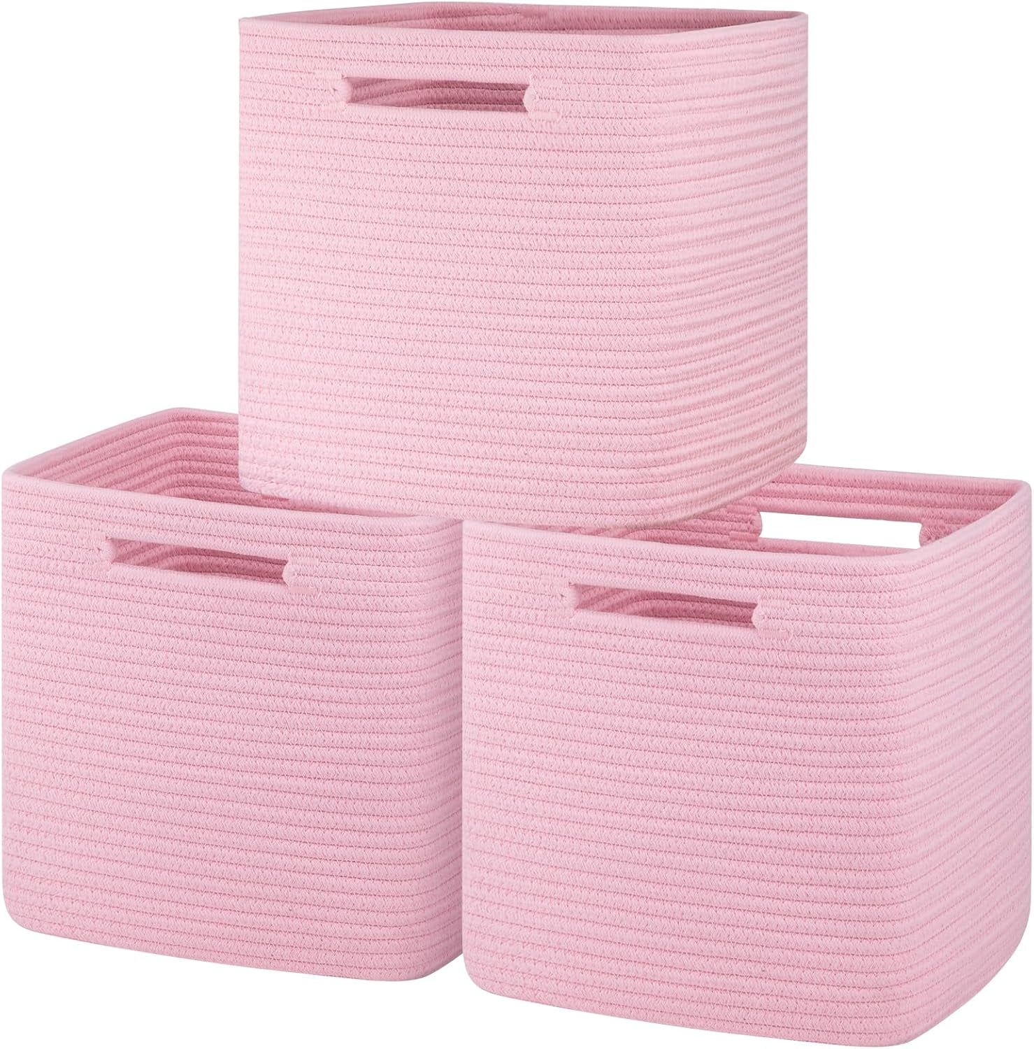 Storage Cubes 11 Inch Baskets Cotton Rope Woven Baskets for Shelves ...