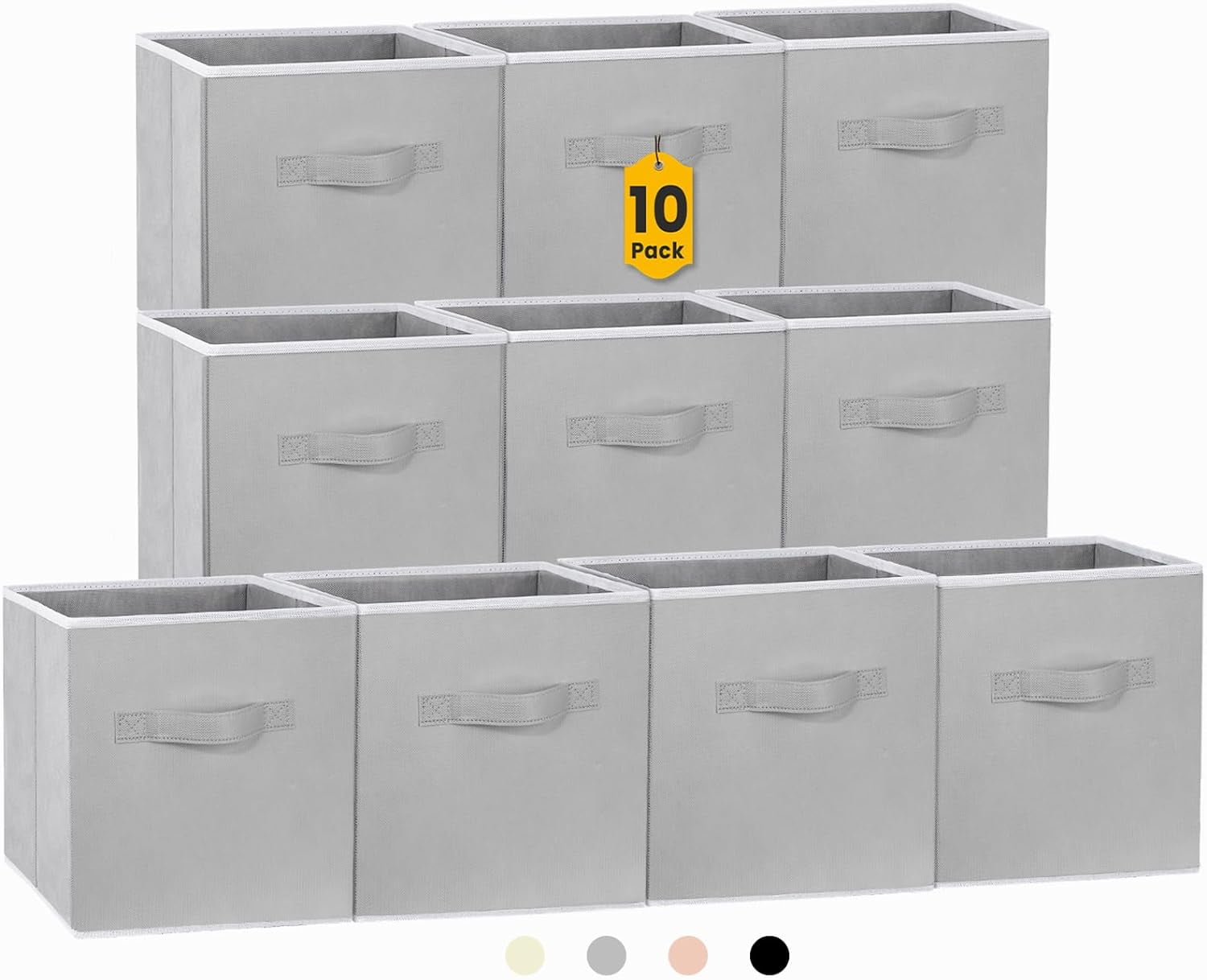 Storage Cubes, 11 Inch Cube Storage Bins for Shelves (10 Pack), Fabric ...