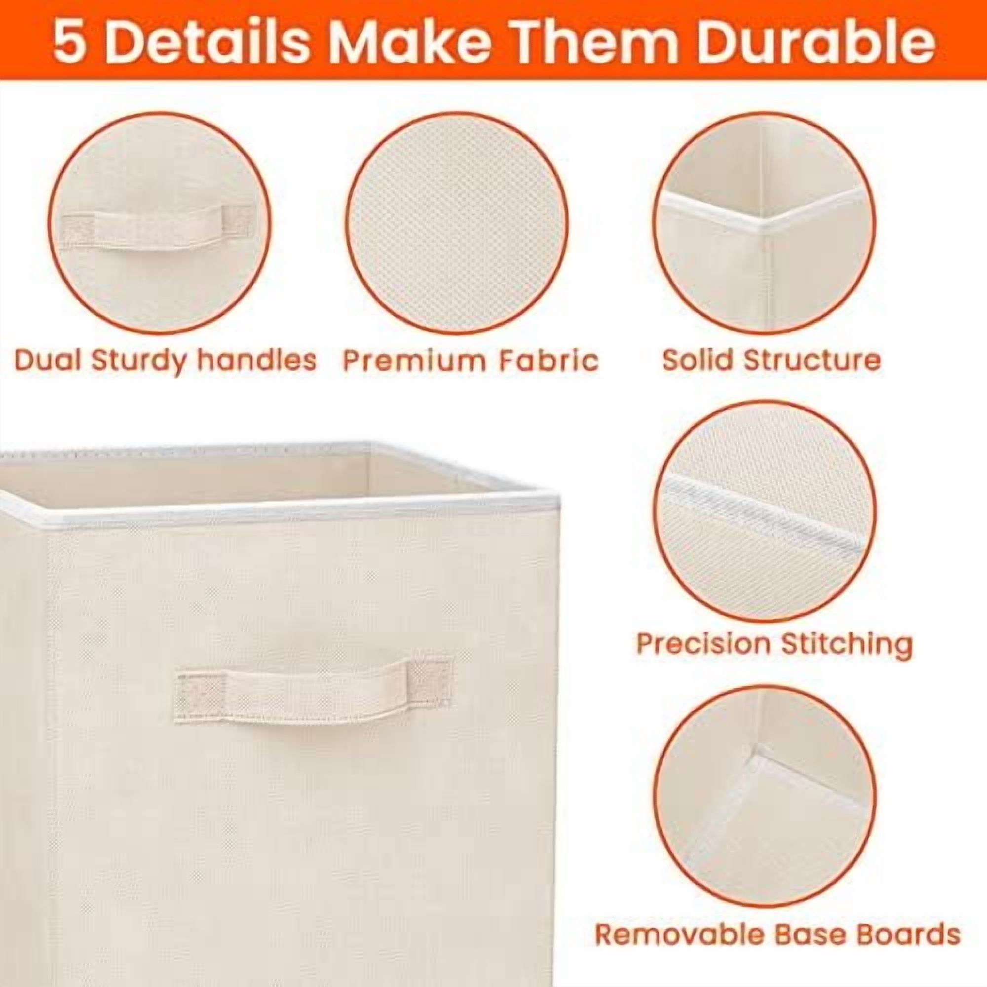 Storage Cubes - 11 Inch Heavy Duty Fabric Storage Bins for Shelves ...