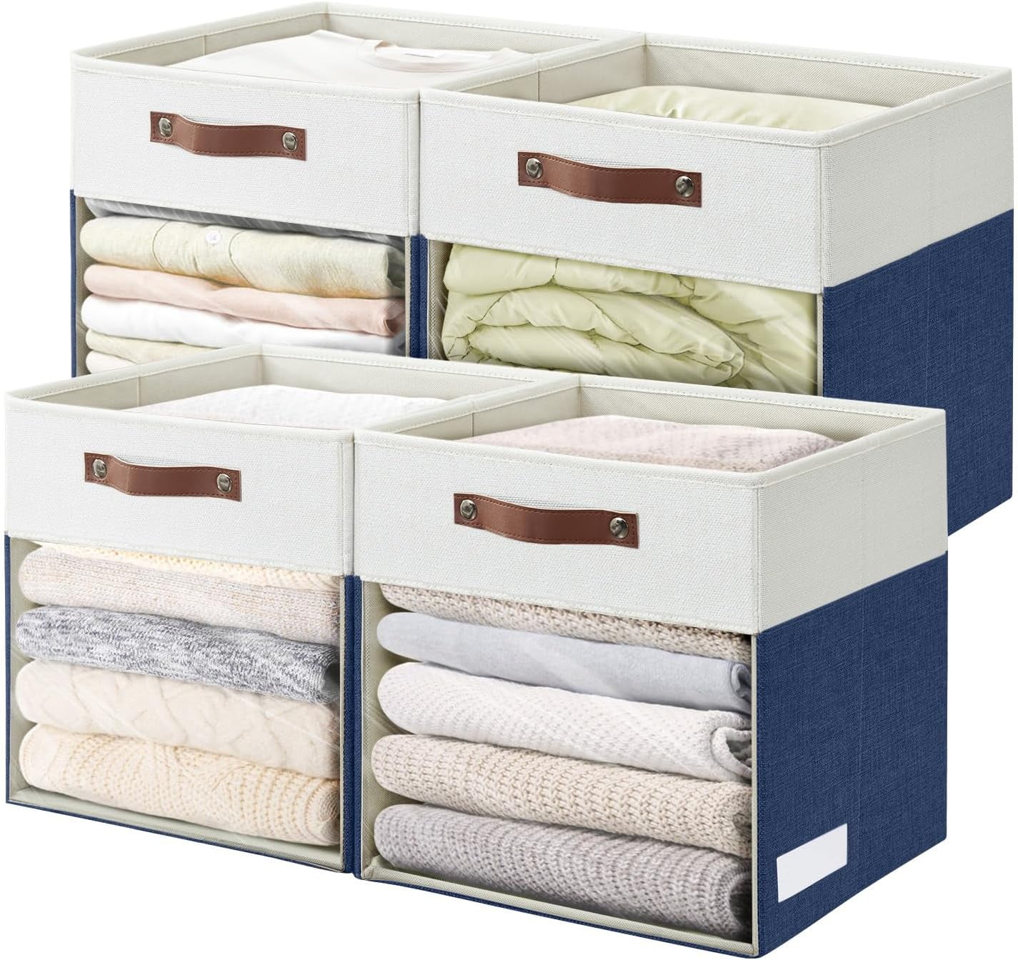Storage Cubes, 4 Pack Linen Foldable Storage Bins (13 x 13 inch) with ...