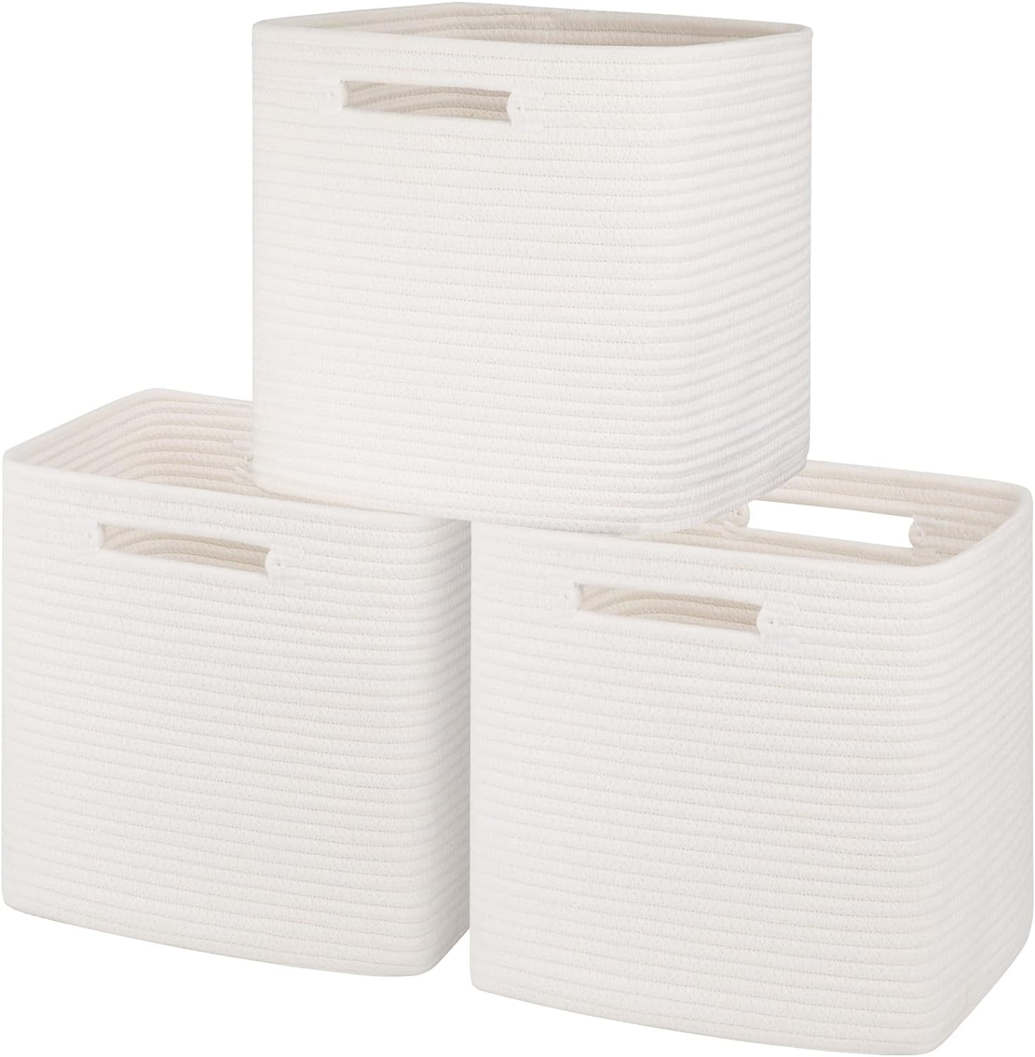 Storage Cubes Cotton Rope Woven Baskets for Organizing, 3-Pack 11 * 11 ...