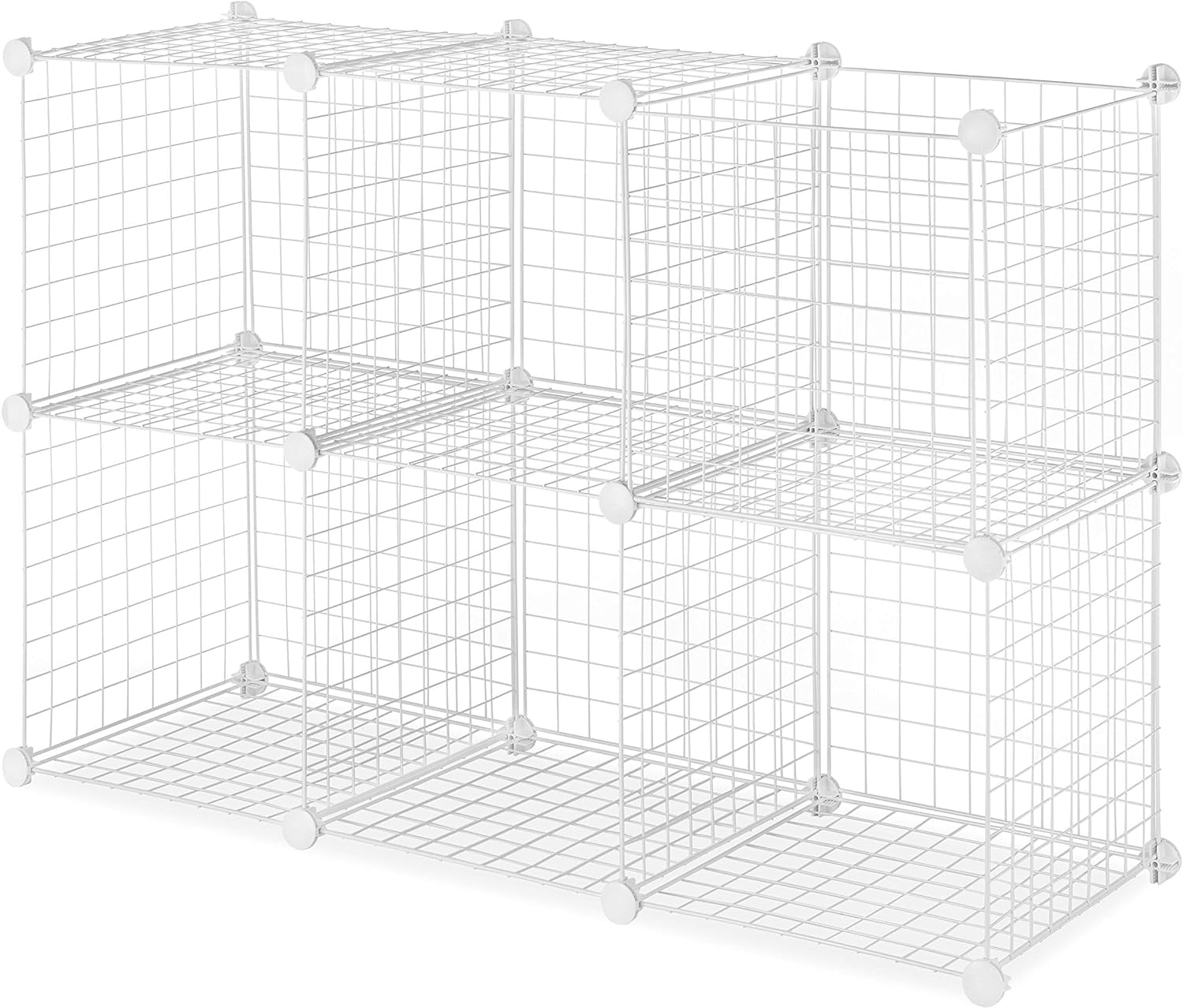Storage Cubes - Stackable Interlocking Wire Shelves - White (Set of 6 ...