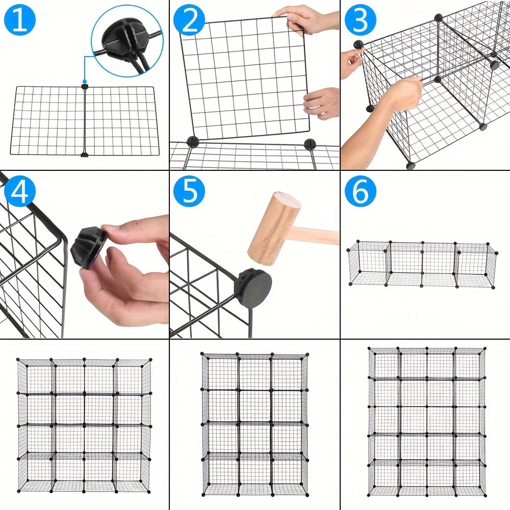 Storage Cubes Wire Grid Modular Metal Cubbies Organizer Bookcases And ...