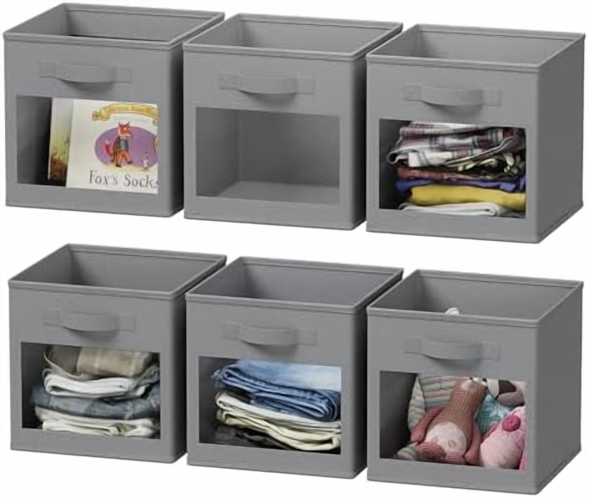 Storage Cubes with Clear Windows, Set of 6 Fabric Bins, 11 Inch ...