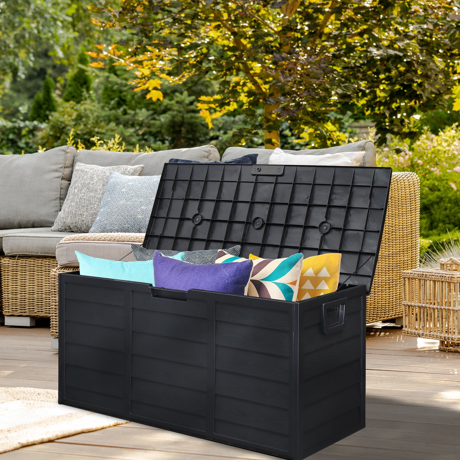 Storage Deck Box Chest Tools Cushions Toys Lockable Seat for Outdoor ...