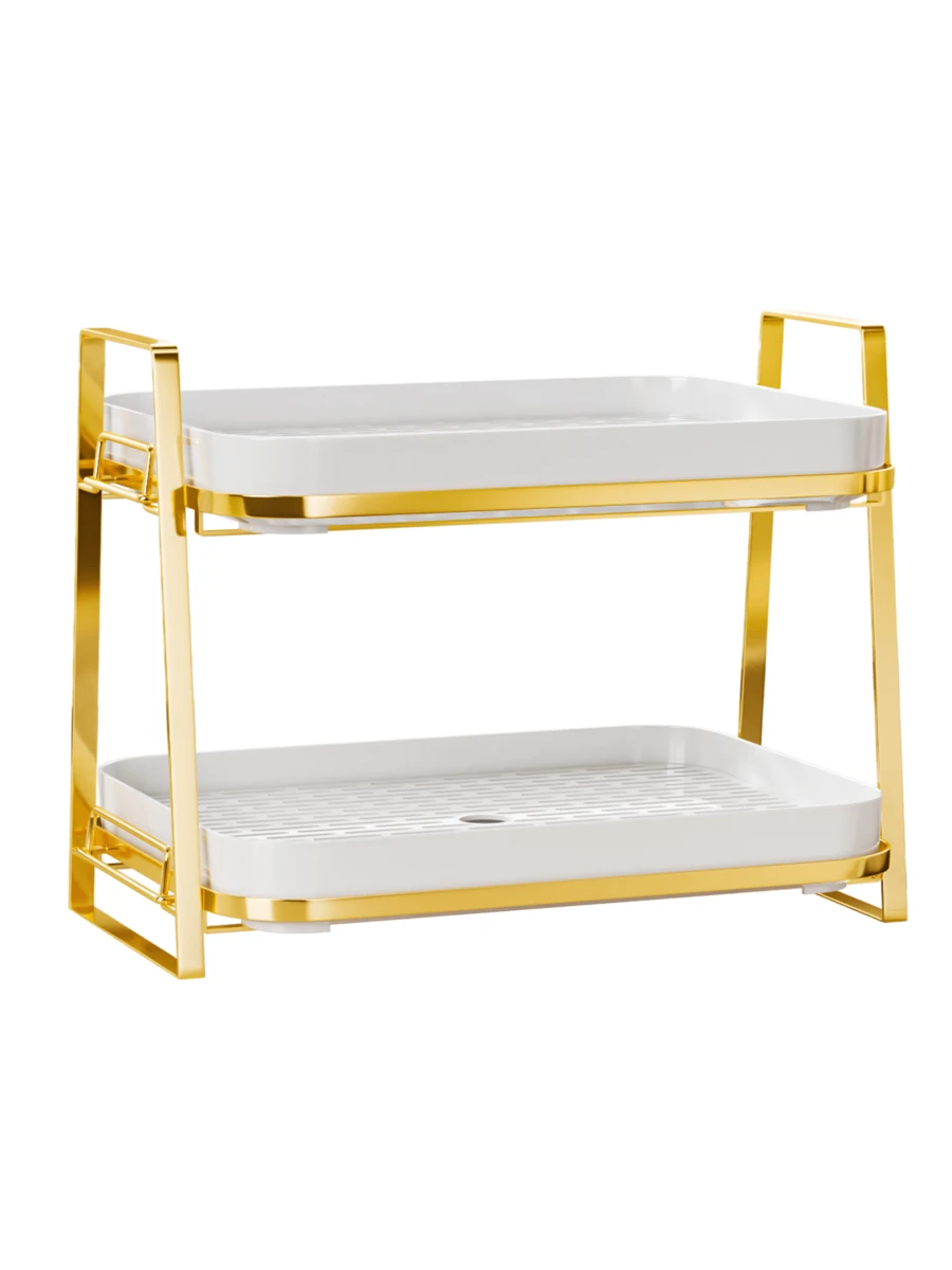 Storage Drain Rack - Countertop Organizer And 2-Layer Cup Storage Shelf ...