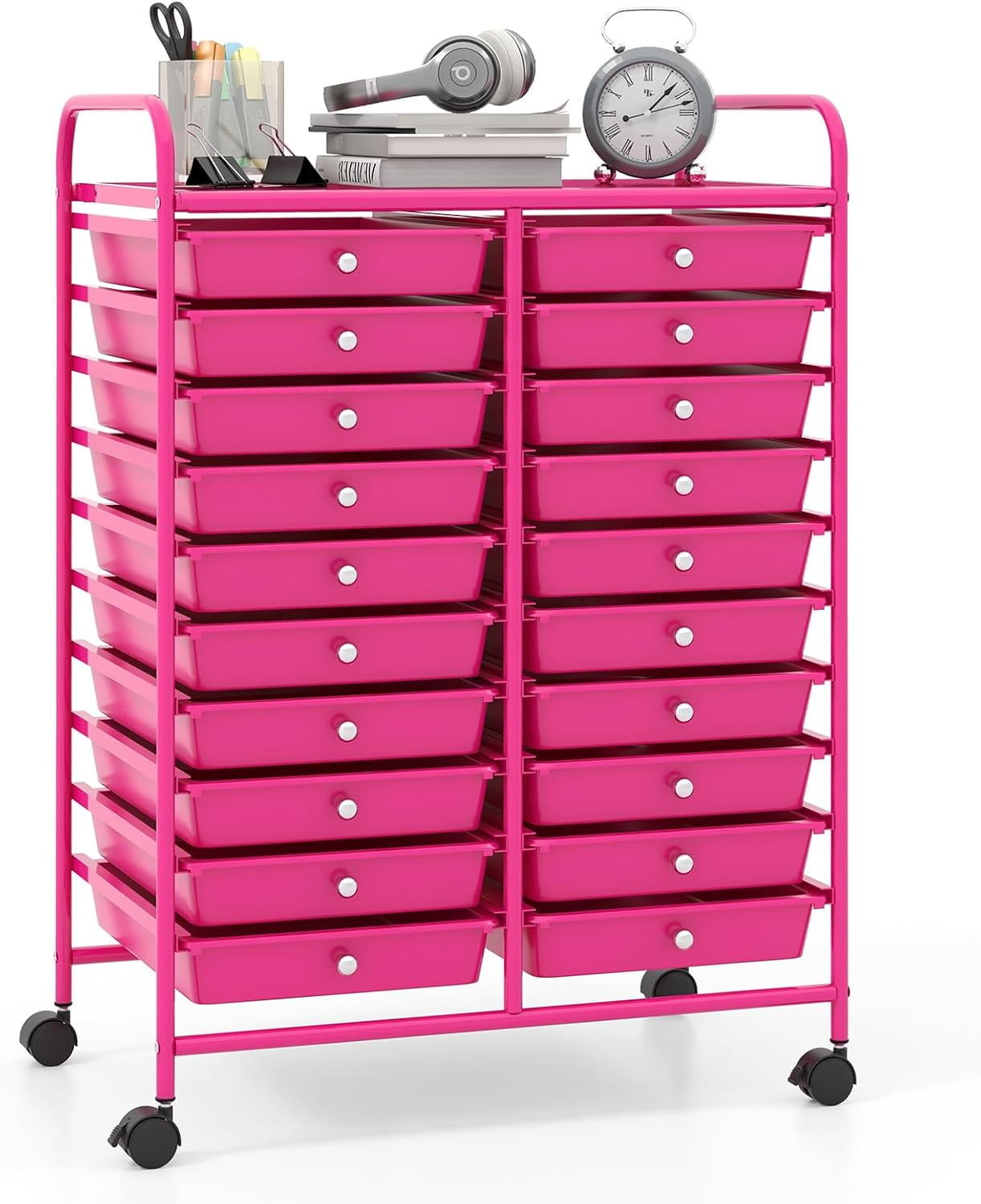 Storage Drawer Carts, 20-Drawer Organizer, Utility Cart on Wheels, Semi ...