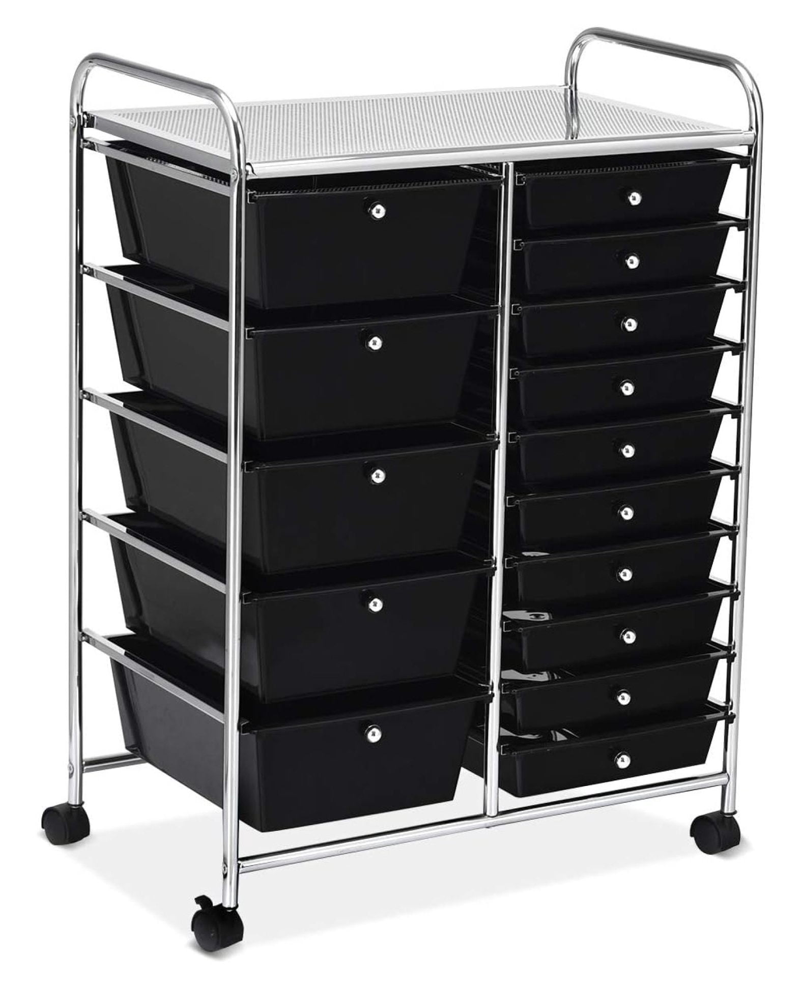 Storage Drawer Carts W/15-Drawer,Rolling Wheels Semi-Transparent ...
