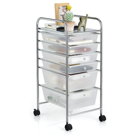 Storage Drawers Cart Classroom Organization 6 Plastic Drawers - Rolling ...