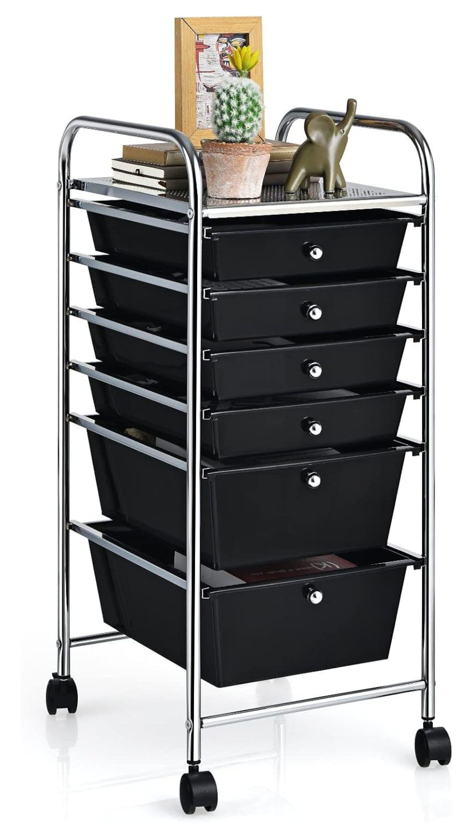 Storage Drawers Cart Classroom Organization 6 Plastic Drawers - Rolling ...