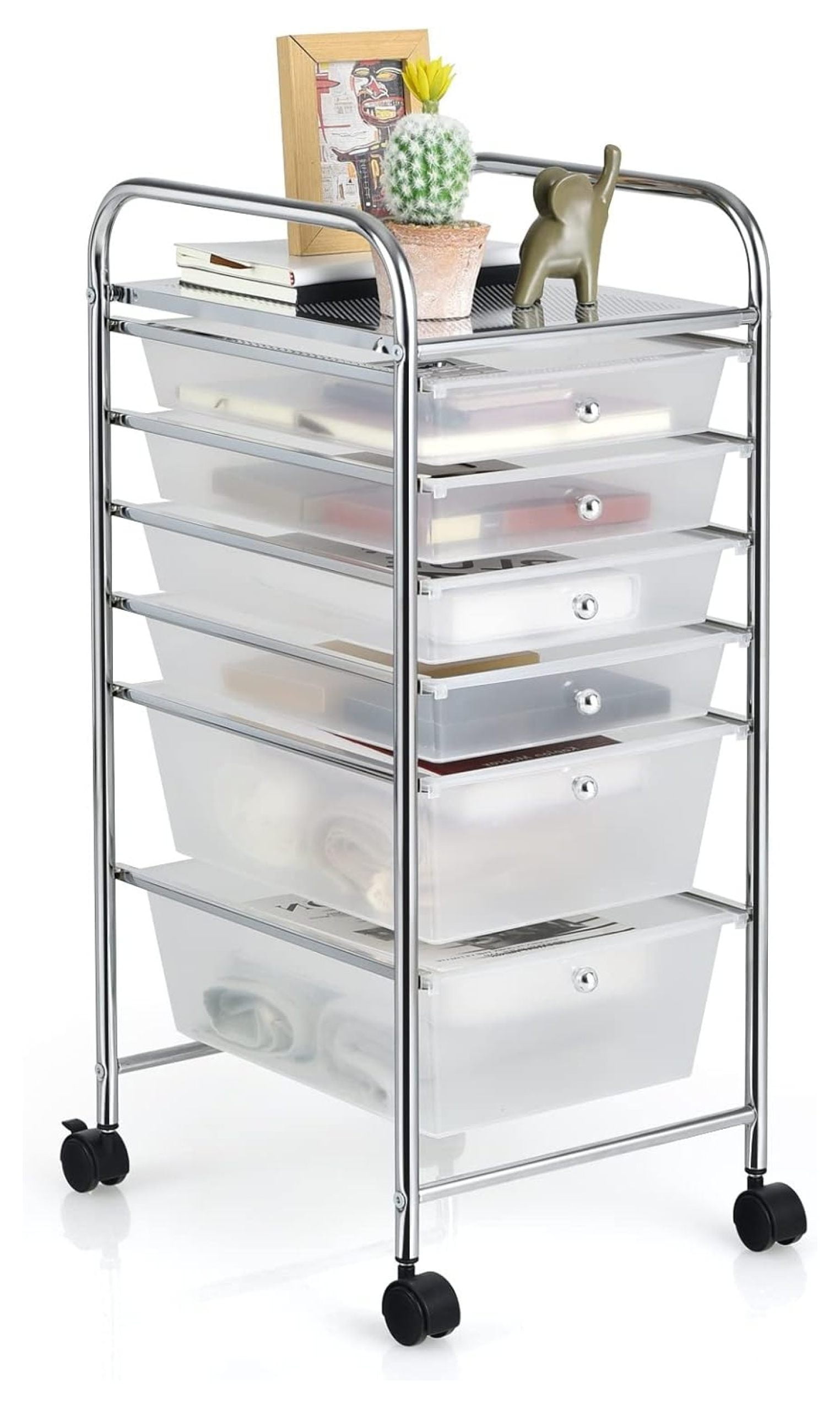 Storage Drawers Cart Classroom Organization 6 Plastic Drawers - Rolling ...