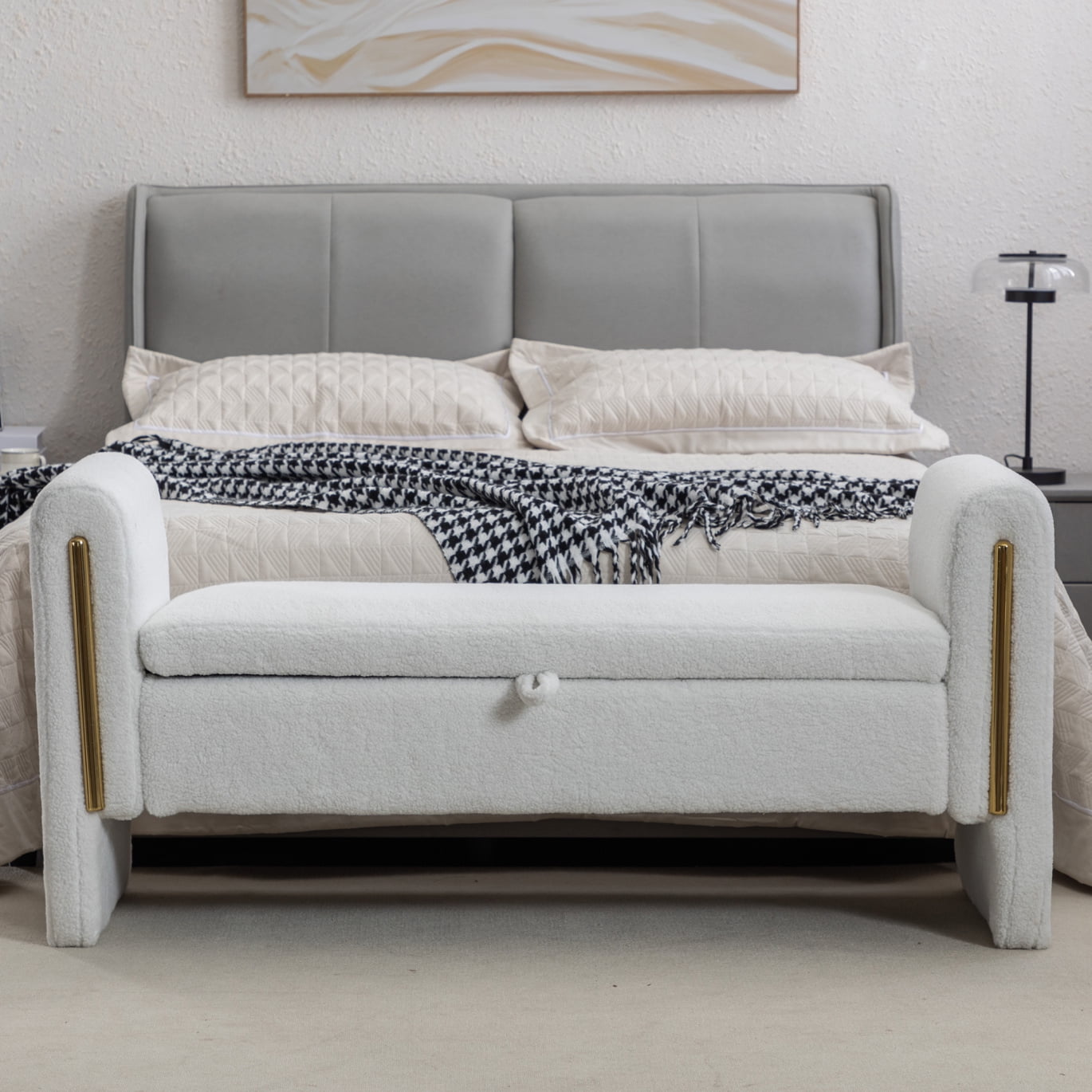 Storage Entryway Bench, Velvet Fabric Upholstered Benches for Bedroom ...