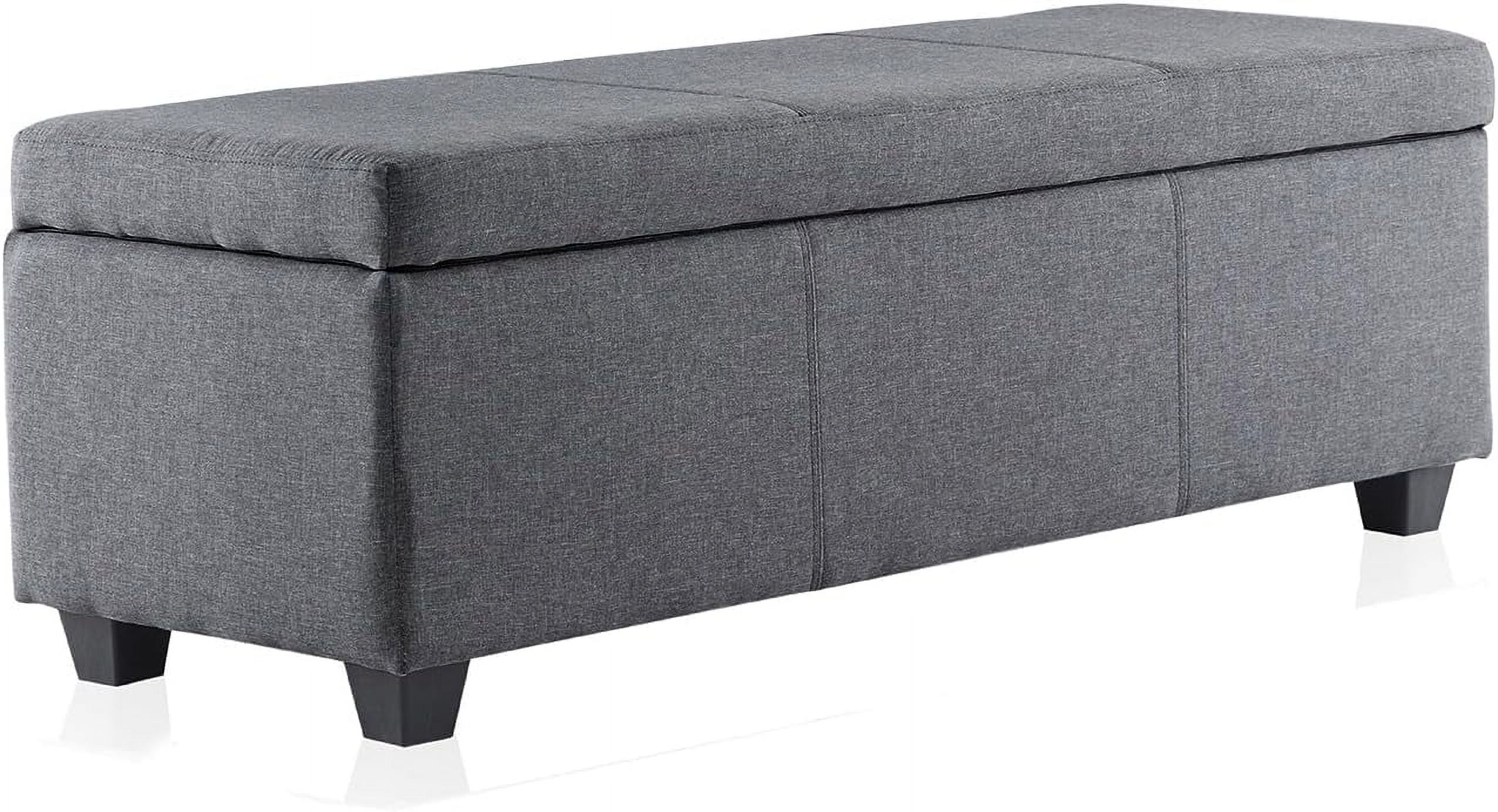 Storage Faux Leather Ottoman, 47 Inch Bench Bedroom Bench with Safety ...