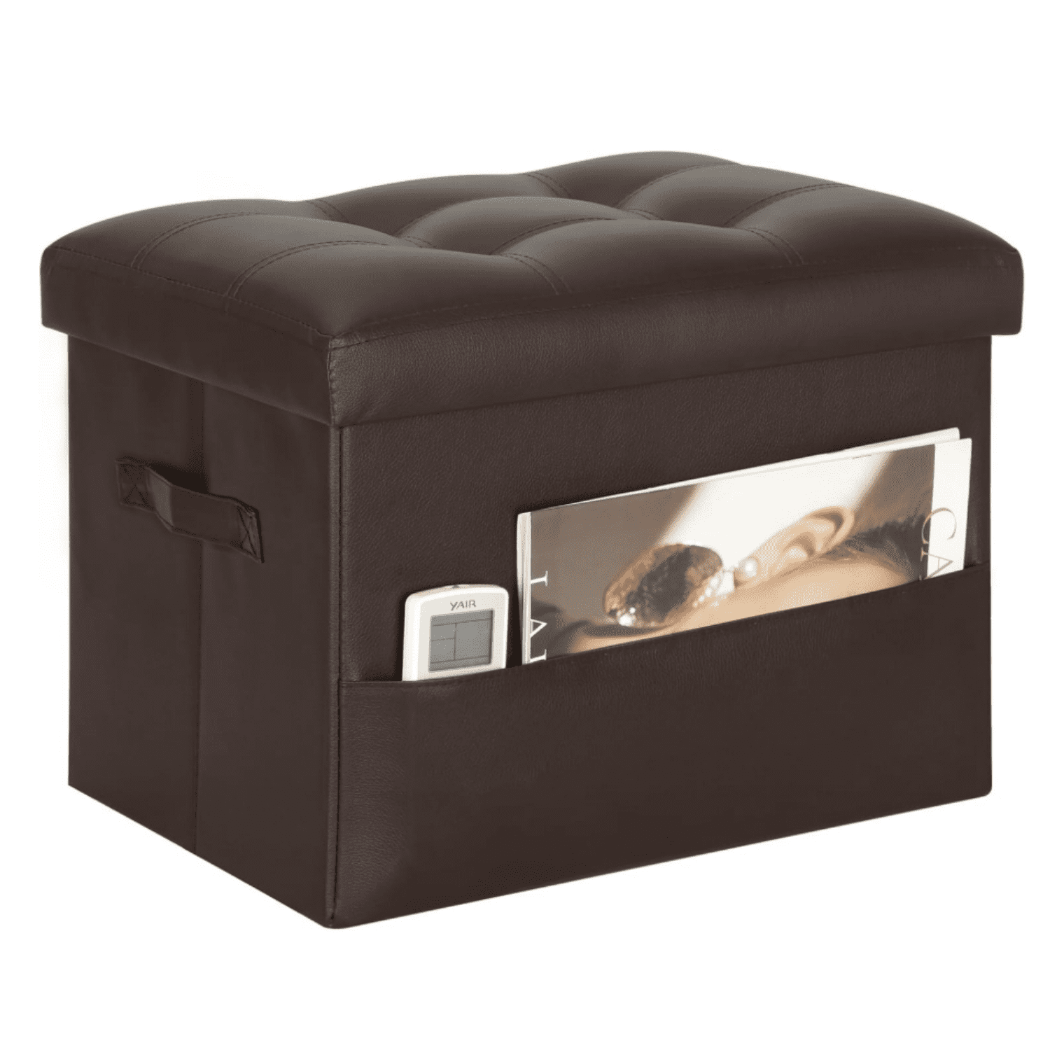 Storage Foot Rest Stool, Foldable Leather Footstool Storage Bench with ...