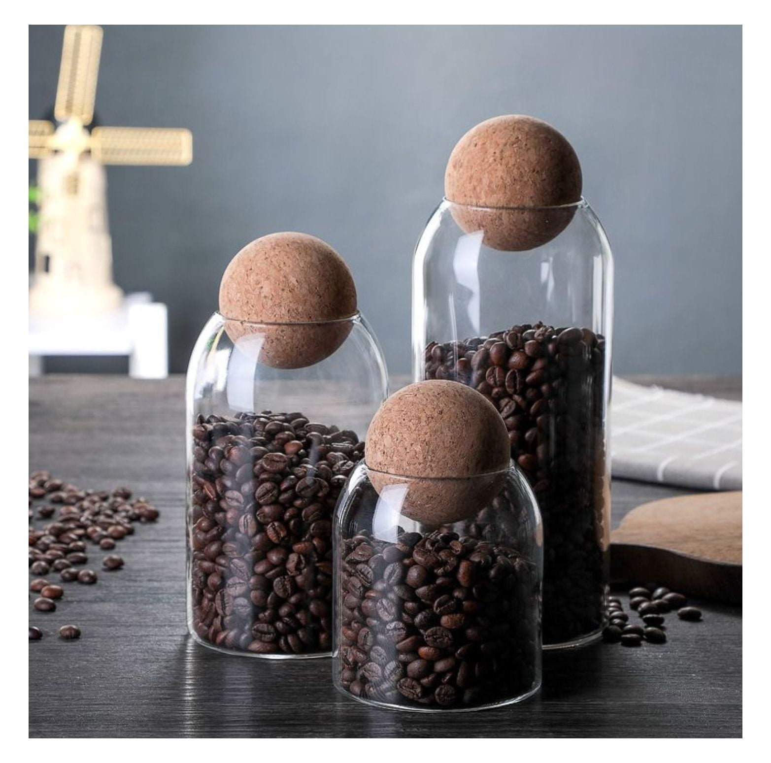 Storage Jars Set of 1, Glass Jar with Cork Lid, Minimalist Sealed ...