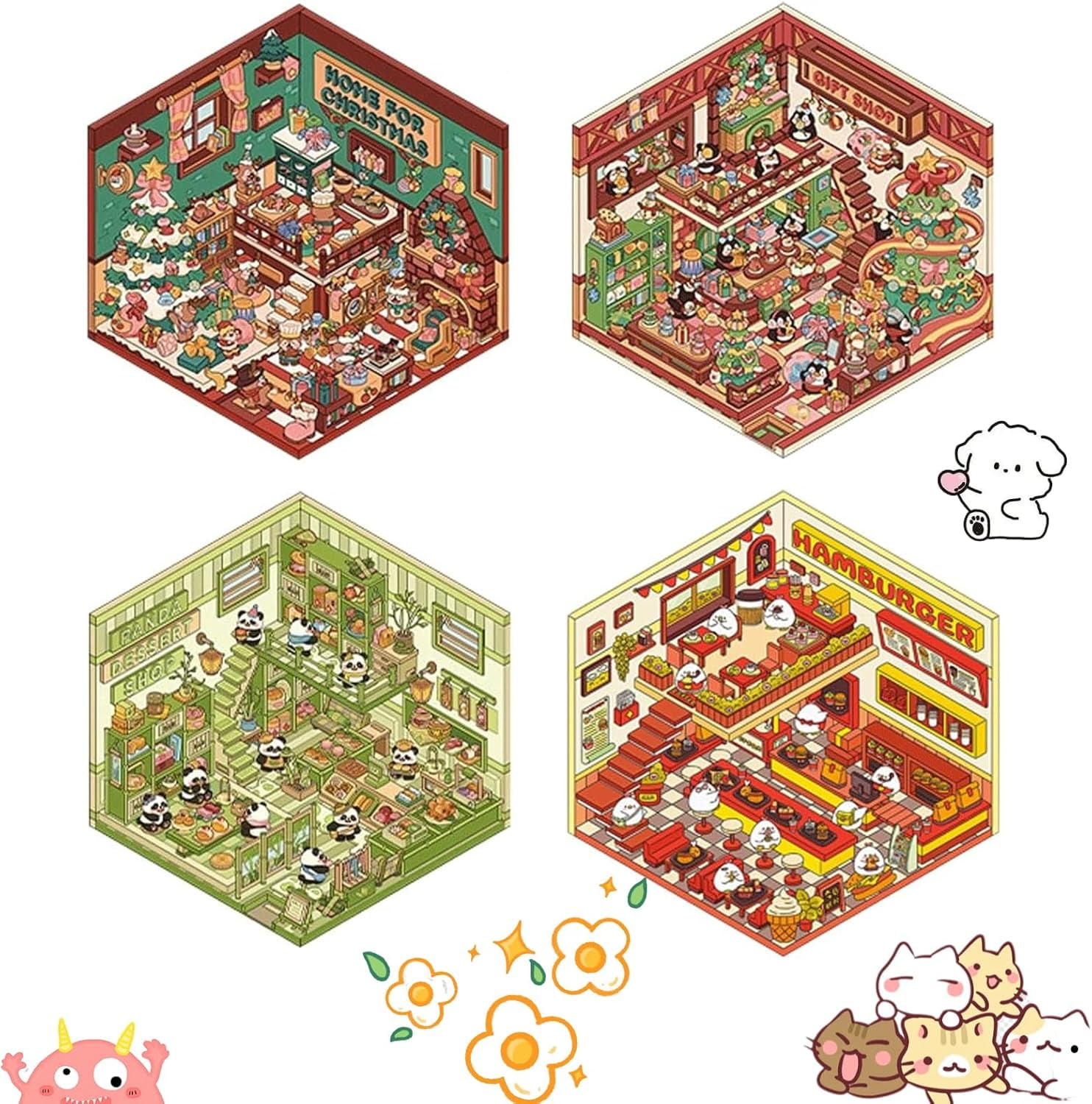 Storage and Landscape Sticker Series, 3D Sticker Scene Book, DIY Cute ...