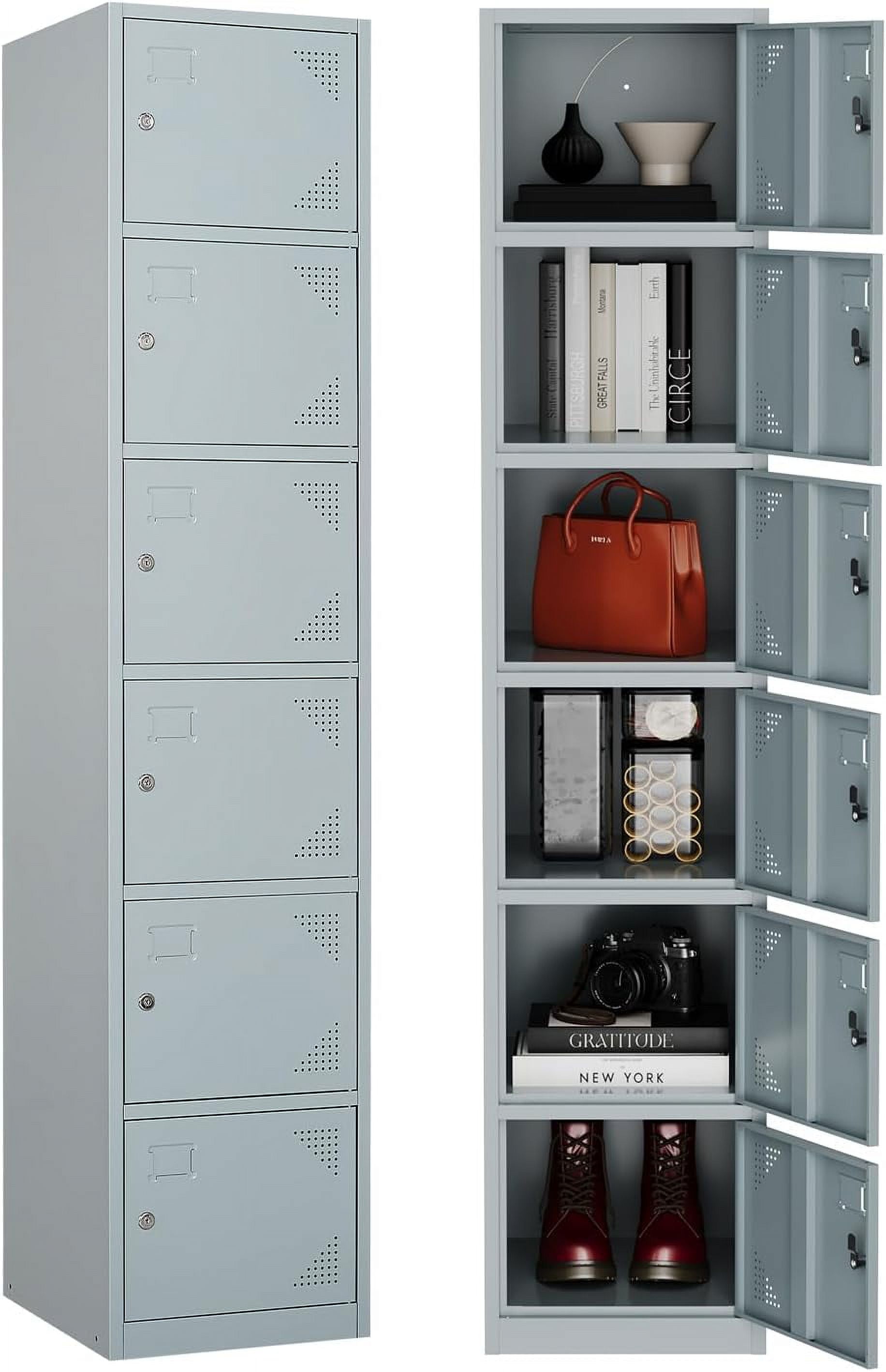 Storage Locker, 6 Door Storage Lockers Cabinet with Keys, Lockable ...