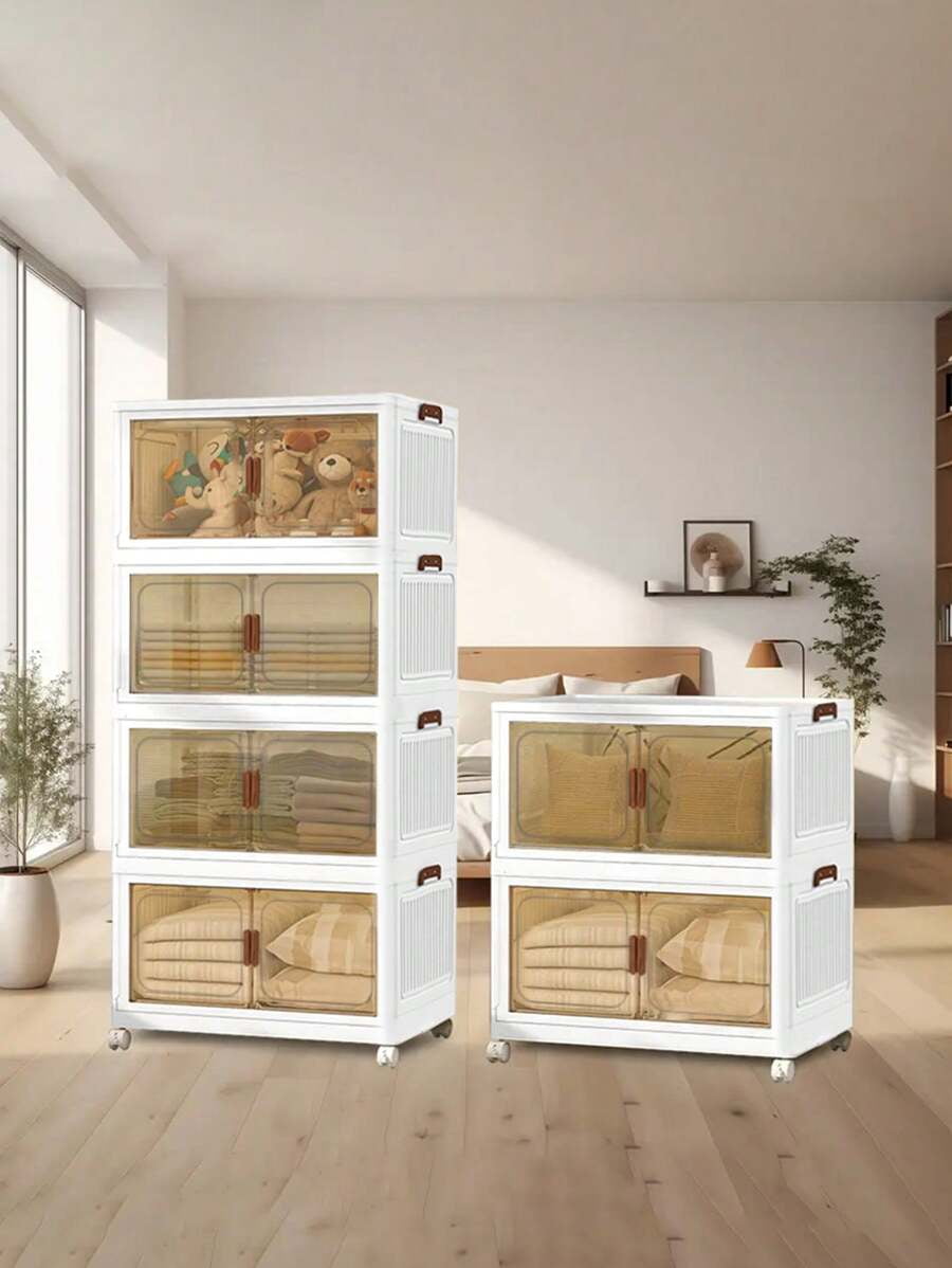 Storage Locker, Oversized 5-Layer Folding Organizer with Wheeled Doors ...