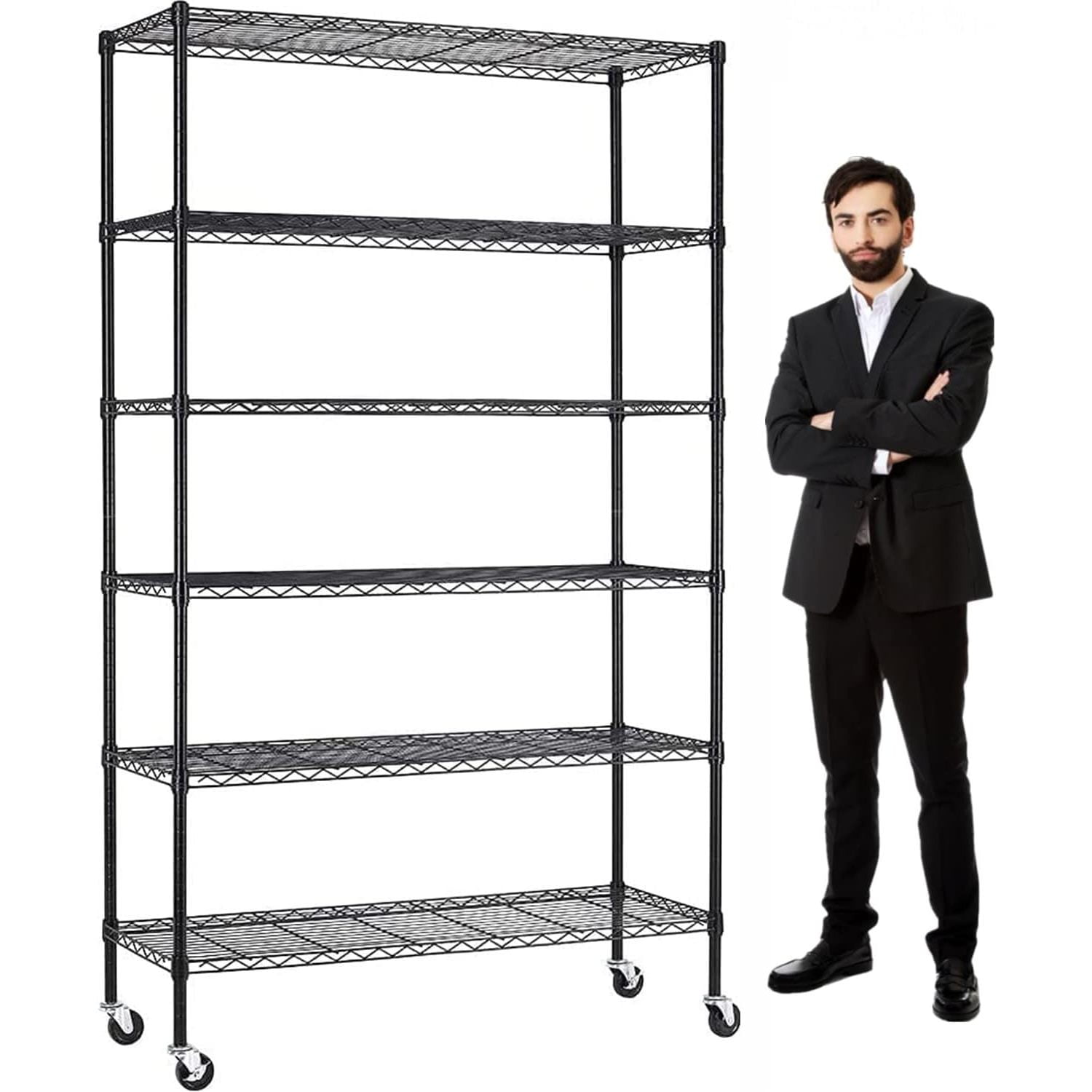 Storage Metal Shelf Wire Shelving Unit 2100Lb Capacity Adjustable Heavy Duty 6-Tier Storage Rack ...