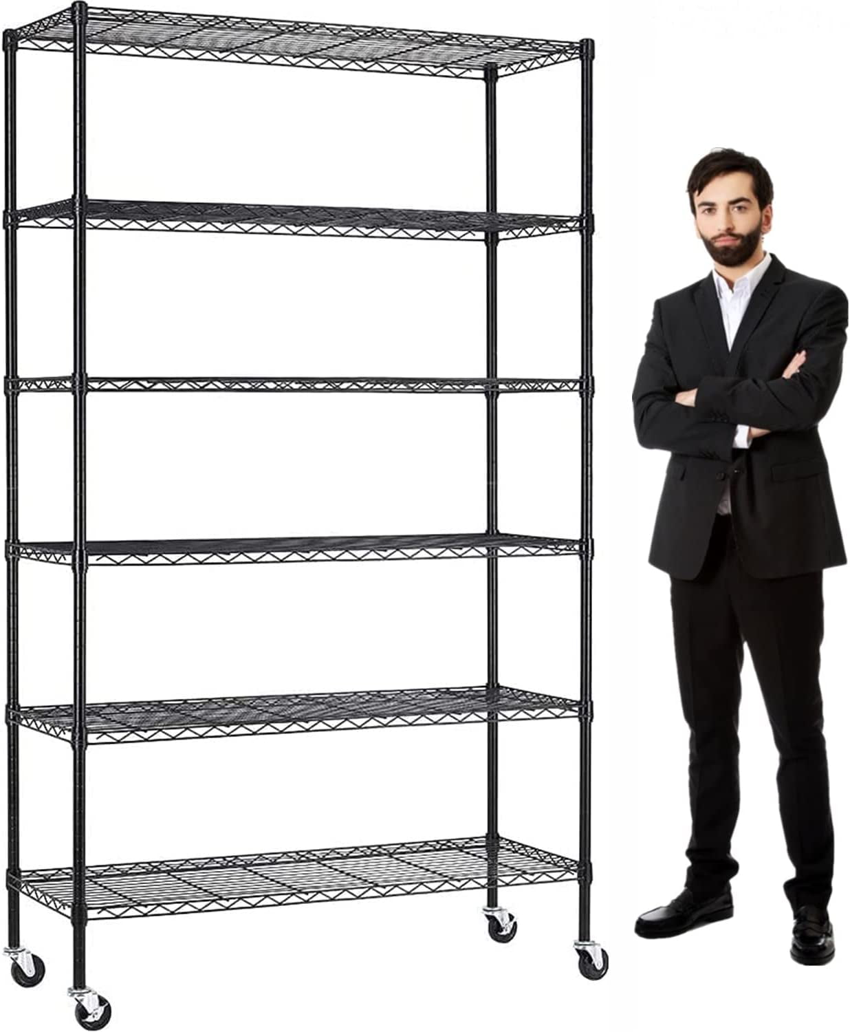 Storage Metal Shelf Wire Shelving Unit 2100Lb Capacity Adjustable Heavy Duty 6-Tier Storage Rack ...