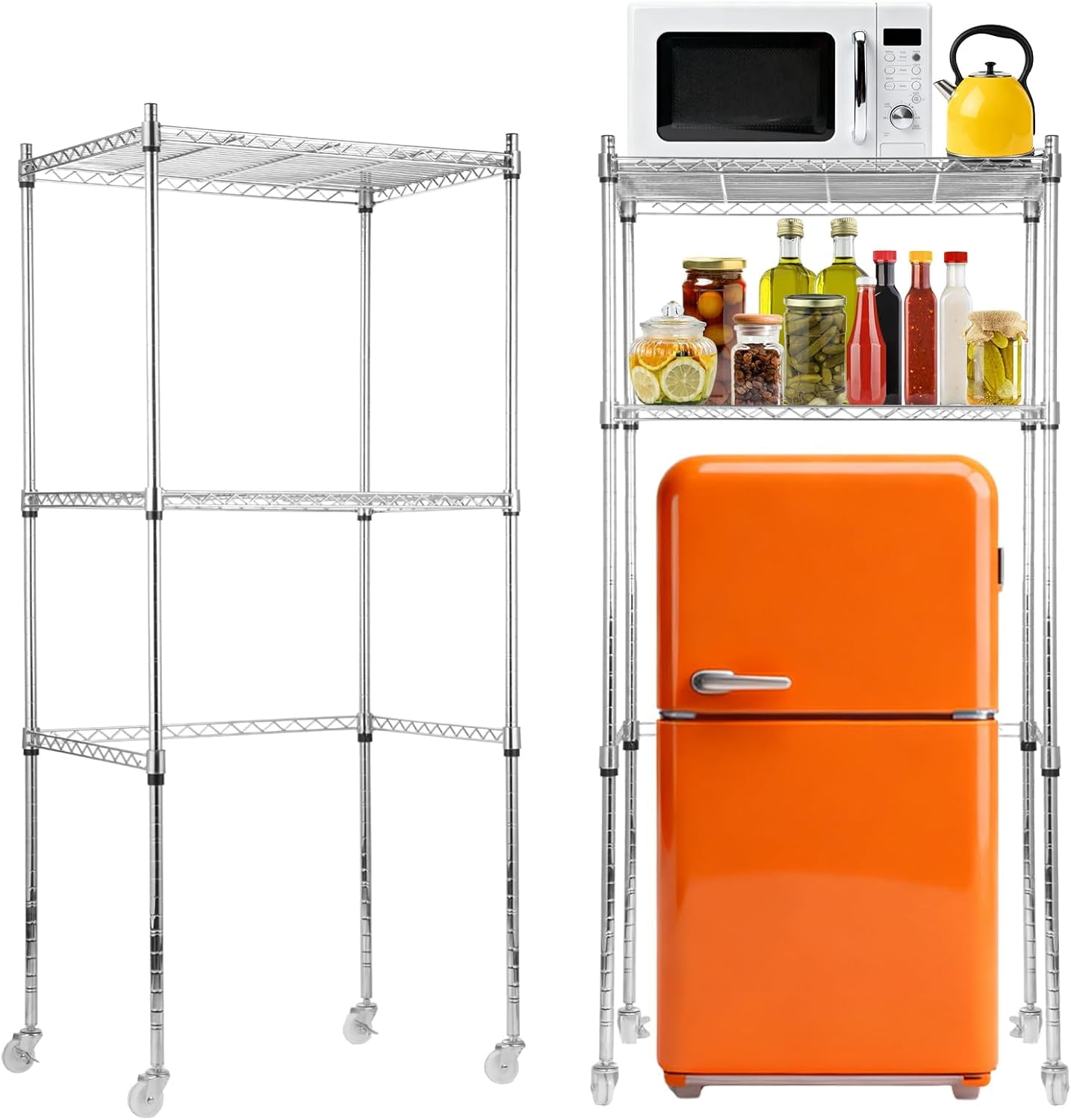 2-Tier Over the Mini Fridge Storage Shelf, Height Adjustable Fridge ...