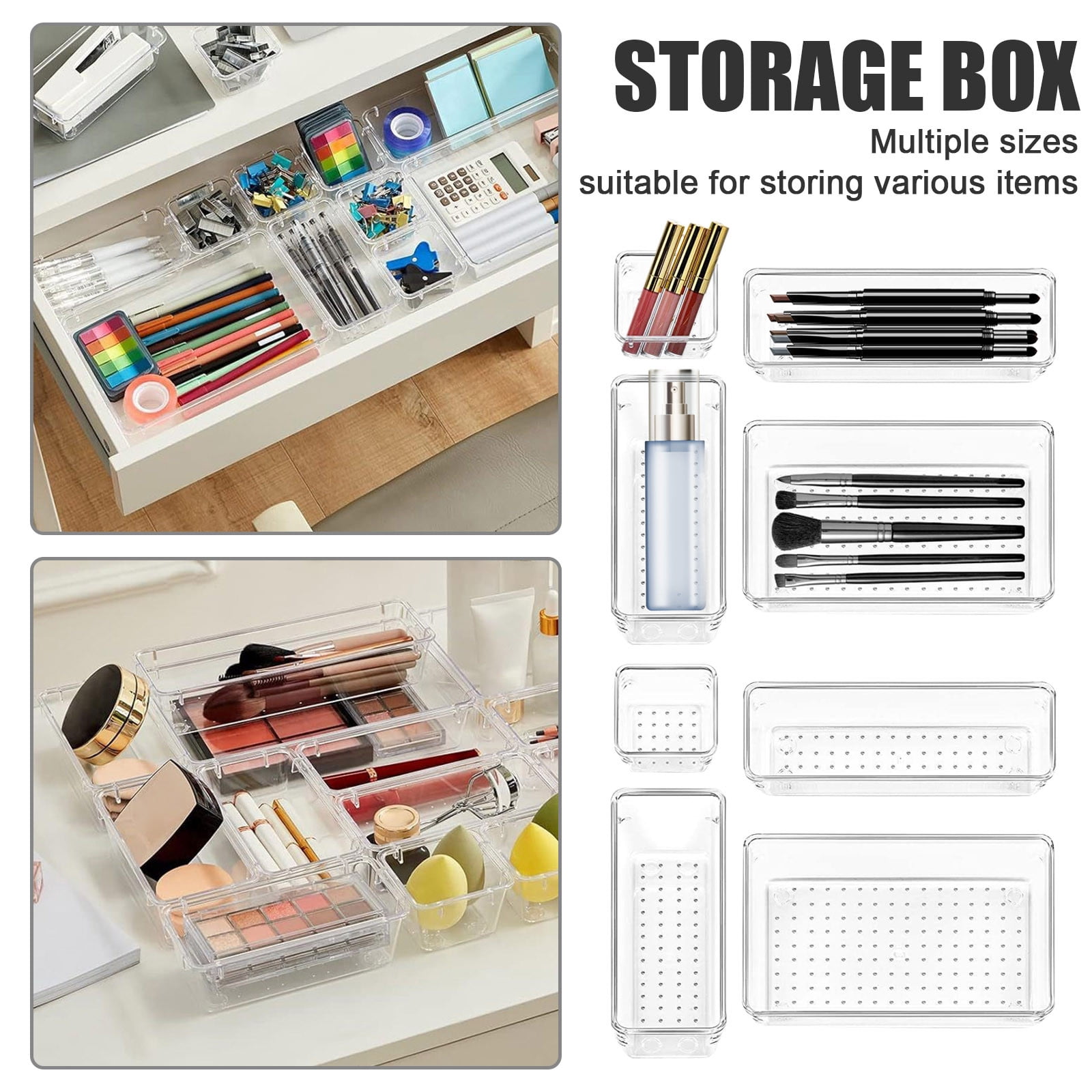 Storage and Organization 25pcs Plastic Drawer Storage, 4 Sizes ...