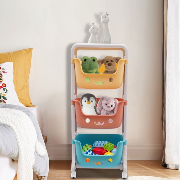 Storage Organizer, 3-Tier Stackable Rolling Cart, Storage Bins ...
