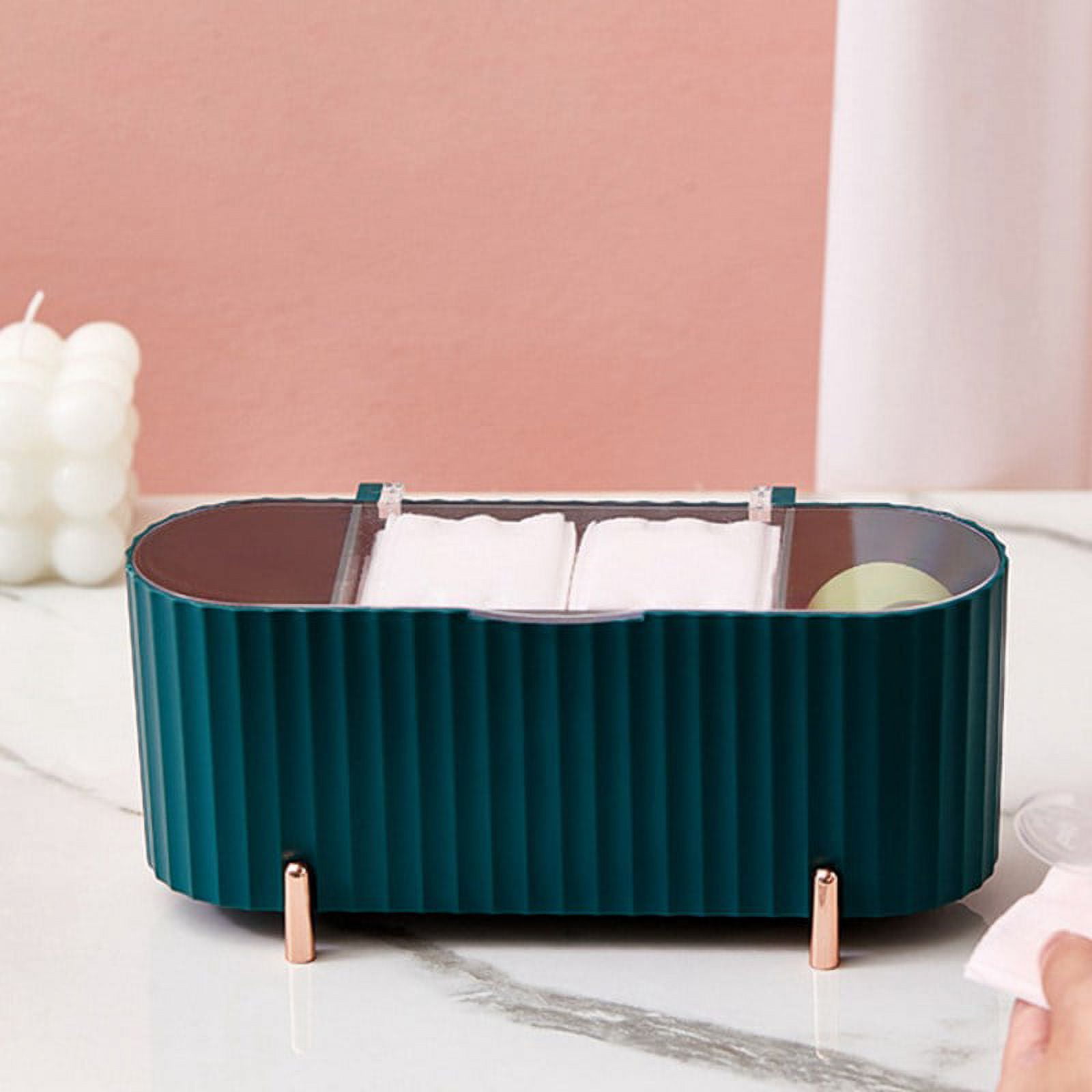 Storage Organizer - 4 Grids Separate Cotton Swabs Dispenser Holder ...