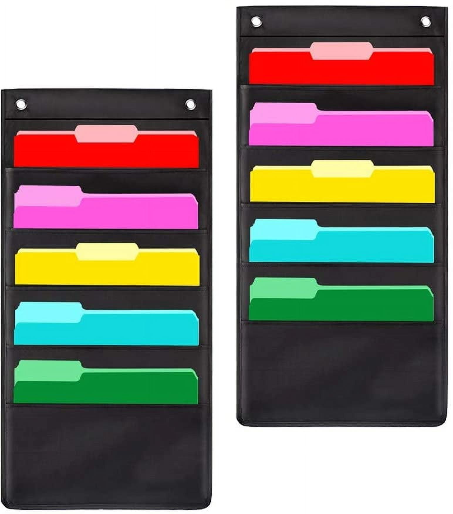 Storage Organizer, 5 Pocket Hanging Chart with 4 Hooks - Wall Pocket ...