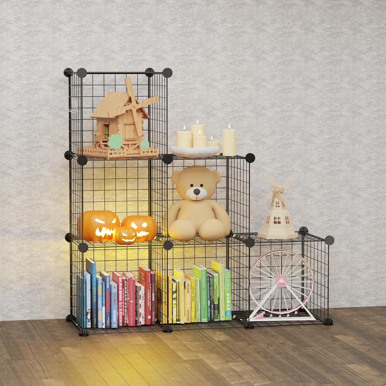 Cube Storage Organizer, 6 Cubes Stackable DIY Metal Wire Cube Storage ...